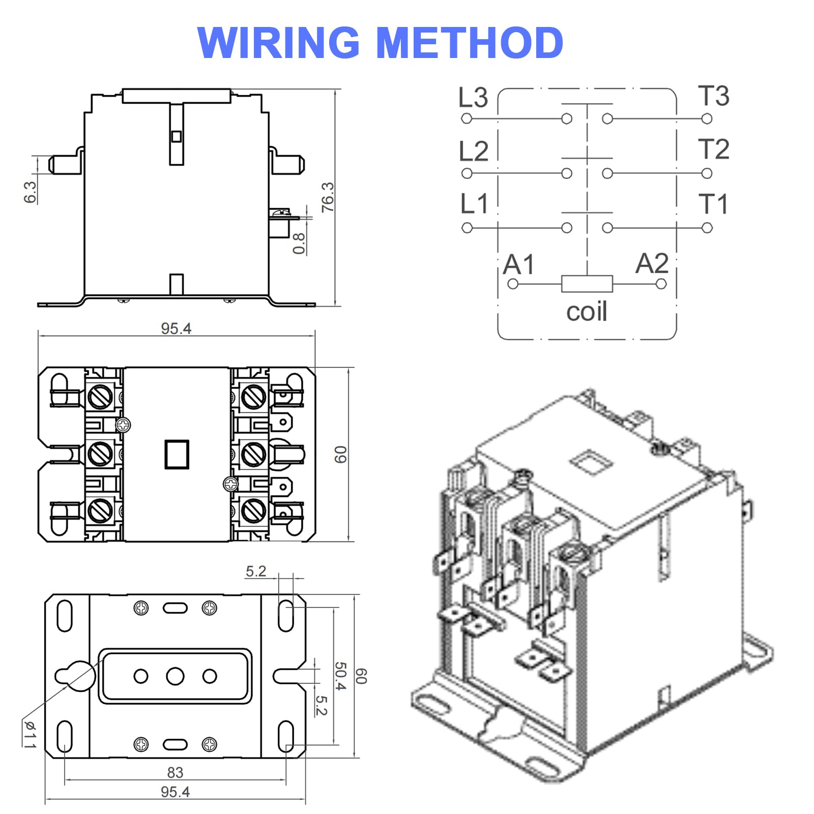 Snapklik.com : FOCSPROD HVAC Contactor, 40 Amp 3 Pole Contactor 120V ...