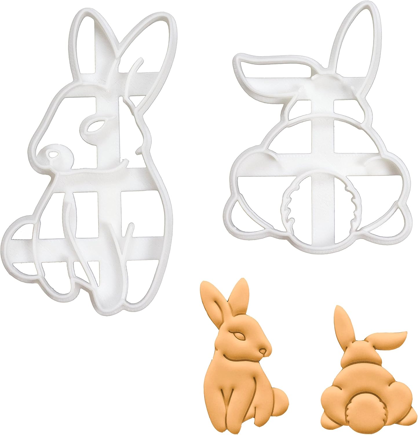 Amazon.com: Set of 2 Bunny cookie cutters (Designs: Bunny Portrait and ...