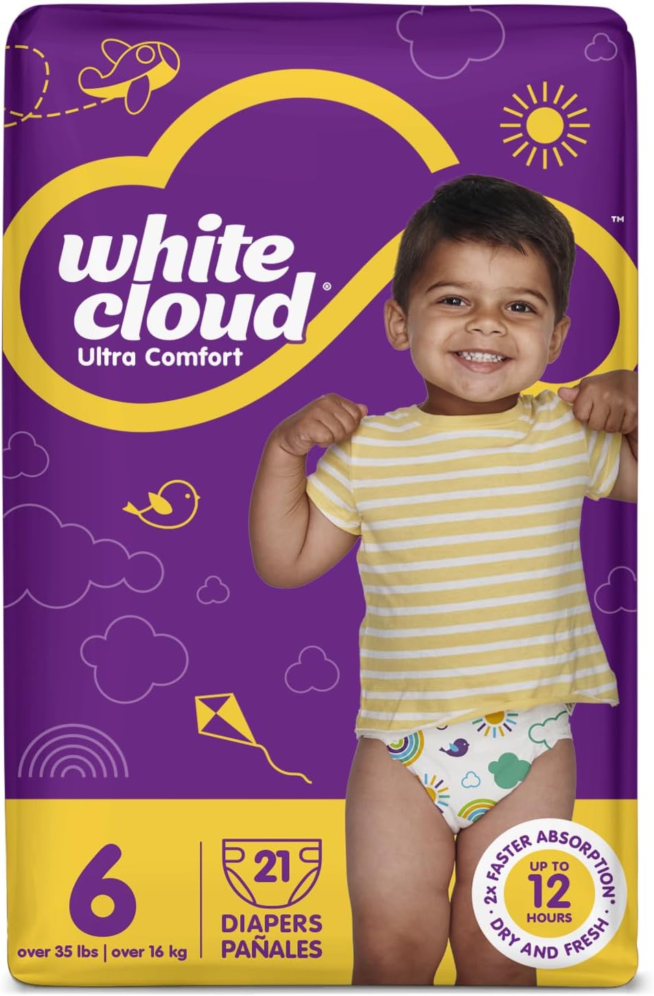 Amazon.com: White Cloud Ultra Comfort Diapers, Size 6, 35+lbs, 4 Packs ...