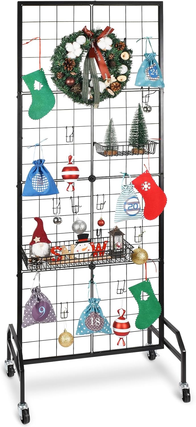 Gridwall Panel Display Stand, 2' x 5.5' Ft Heavy-duty Movable Wire ...