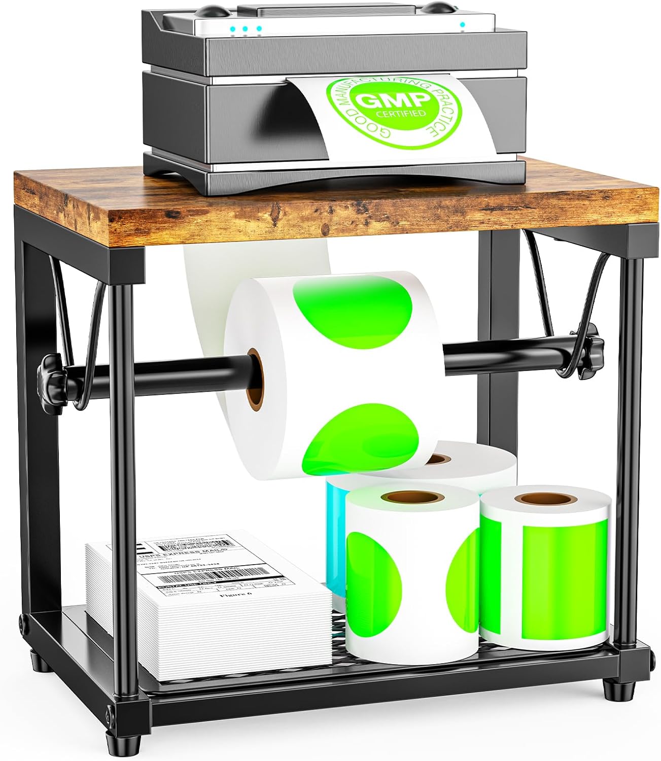 Amazon.com: ATSKIM Label Holder for Rolls and Fan-Fold Labels, Wooden ...