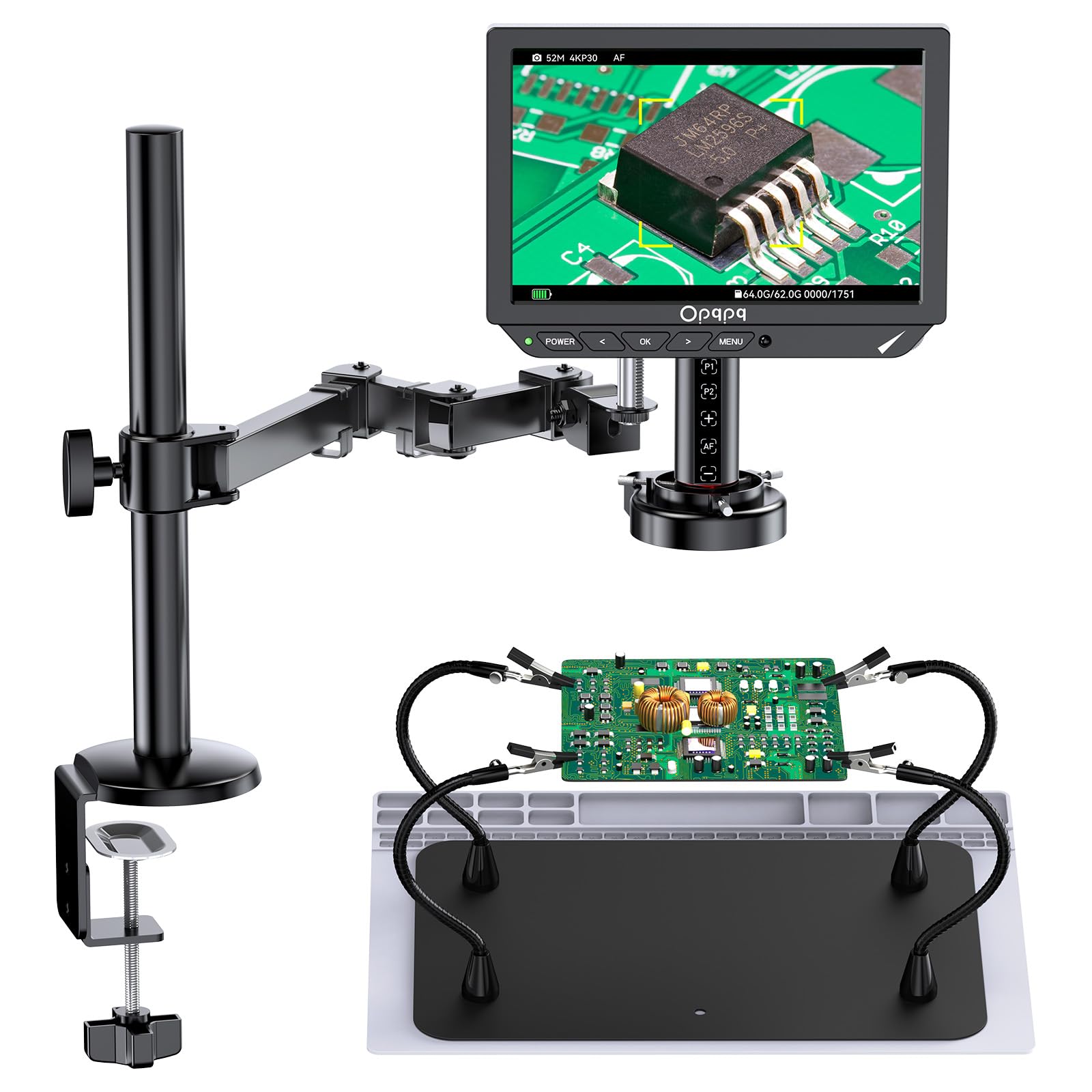 Opqpq 4K Auto-Focus Digital Microscope, 10" HDMI Soldering Microscope ...