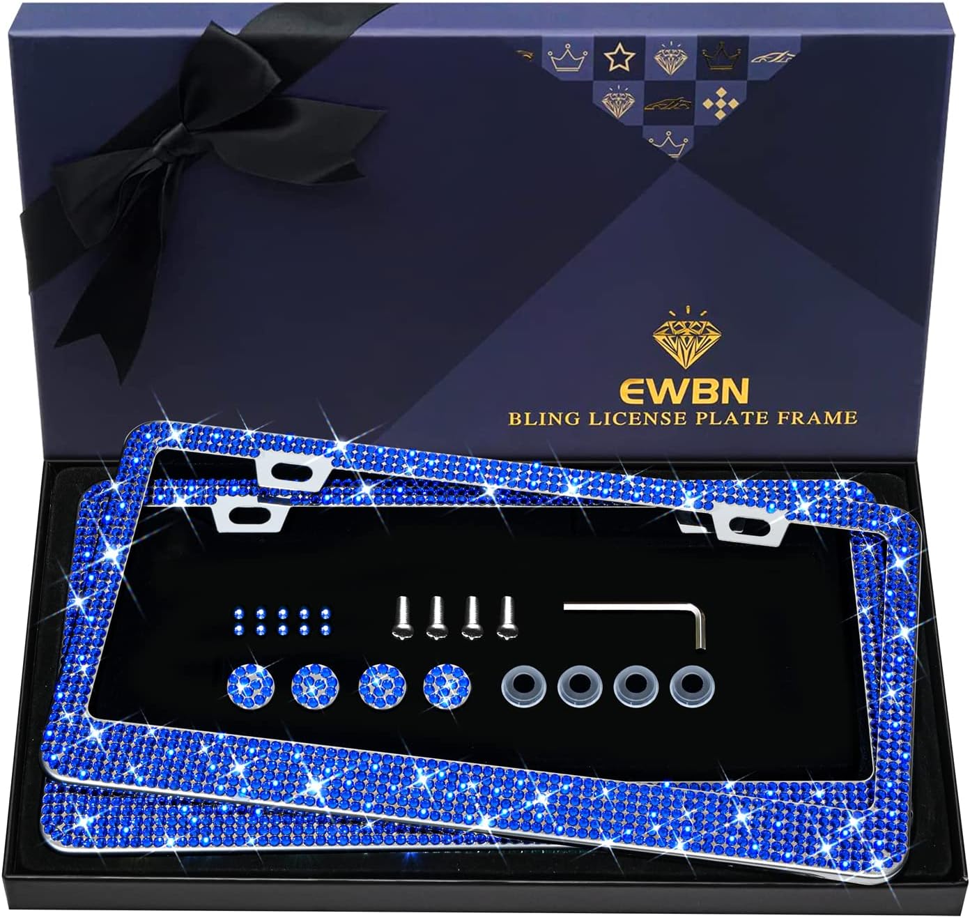 Amazon.com: Bling Rhinestone License Plate Frame for Women 2PC, Sparkly License Plate Frames ...