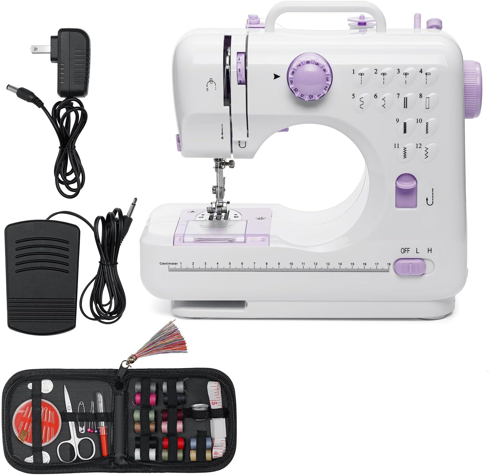 Amazon.com: Small Sewing Machine, with 12 Built-in Stitches & Night ...