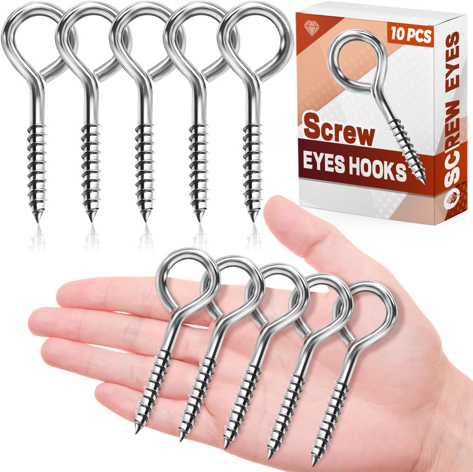 100x Heavy Duty Small Steel Screw in Eye Hooks - 20mm Frame/Loop/Ring ...