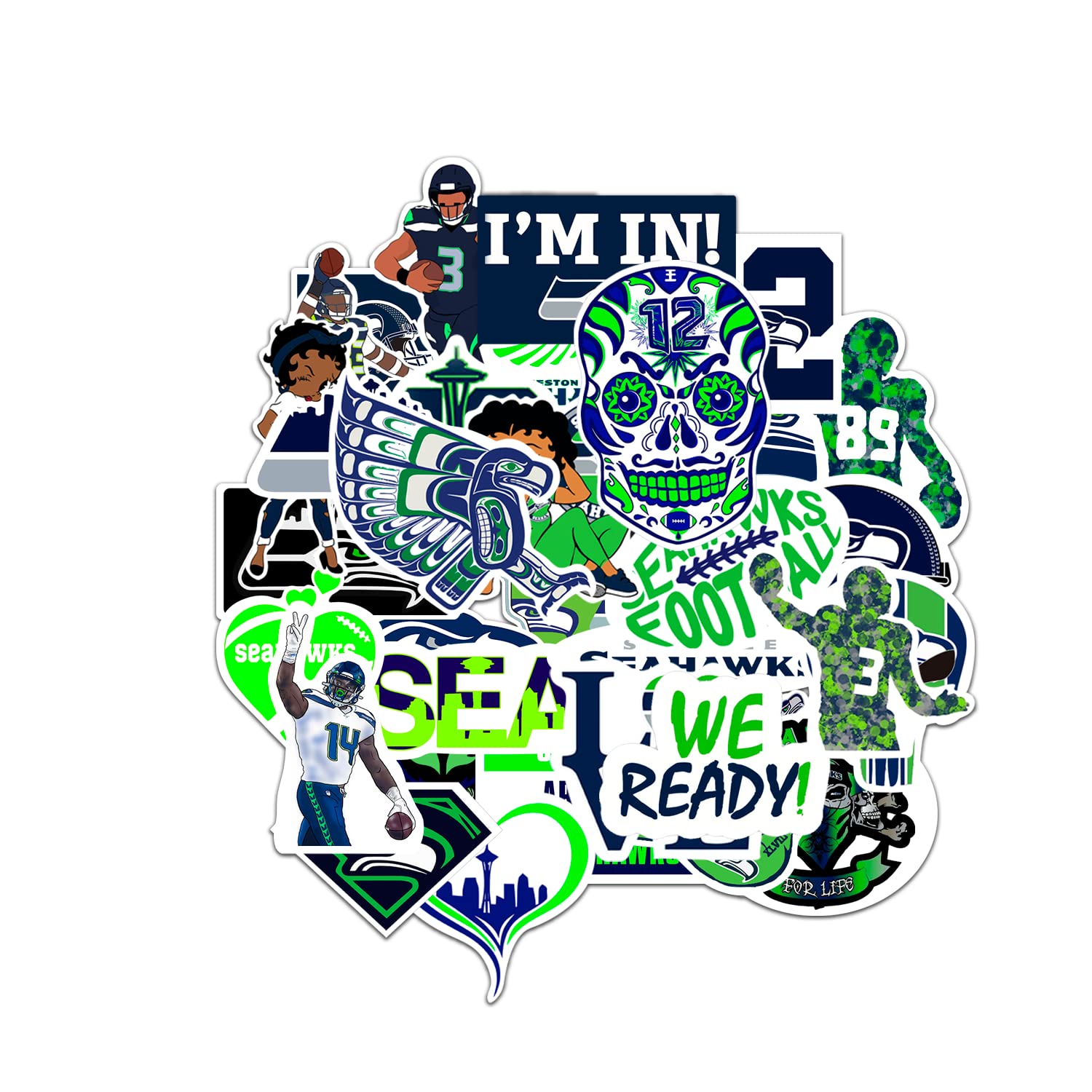 Amazon.com: 35 PCS American Football Rugby Stickers for Water Bottle ...