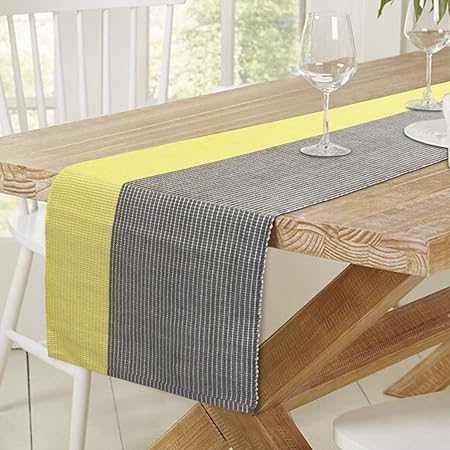 RANGBHAR Cotton Ribbed 6 Seater Dining Table Runner Center Table Runner ...