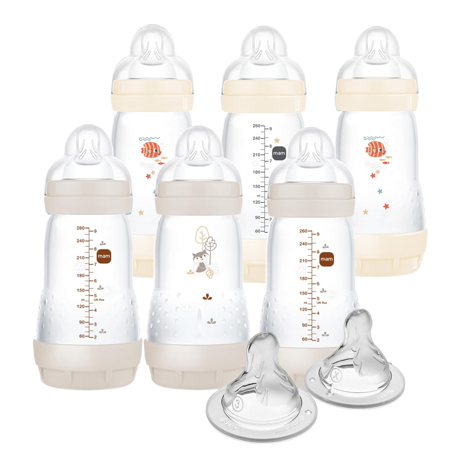 Amazon.com : MAM 9oz Easy Start Anti-Colic Baby Bottles, Medium Flow ...