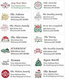 Amazon.com : Christmas Address Labels Personalized 100-1000, Christmas ...