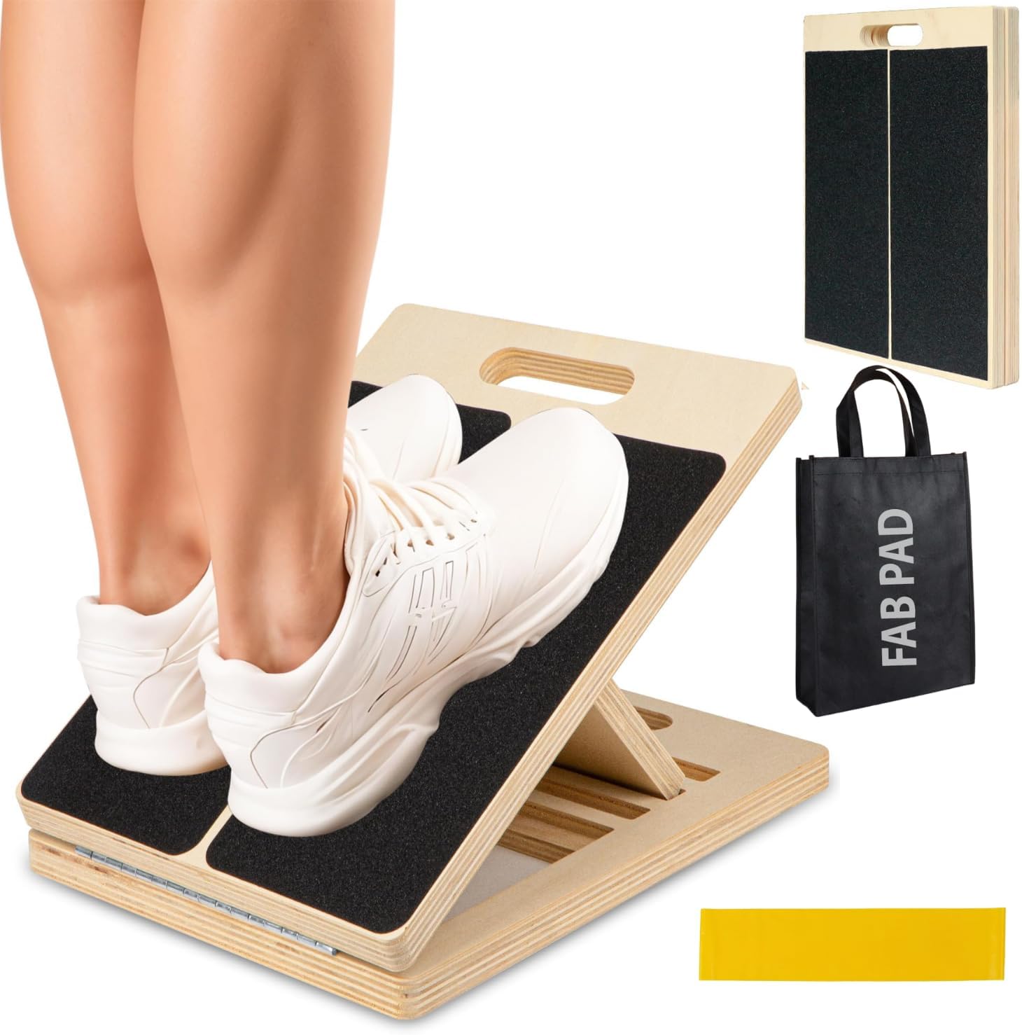 Amazon.com: Fab Pad Wooden Slant Board for Calf Stretching – Adjustable ...