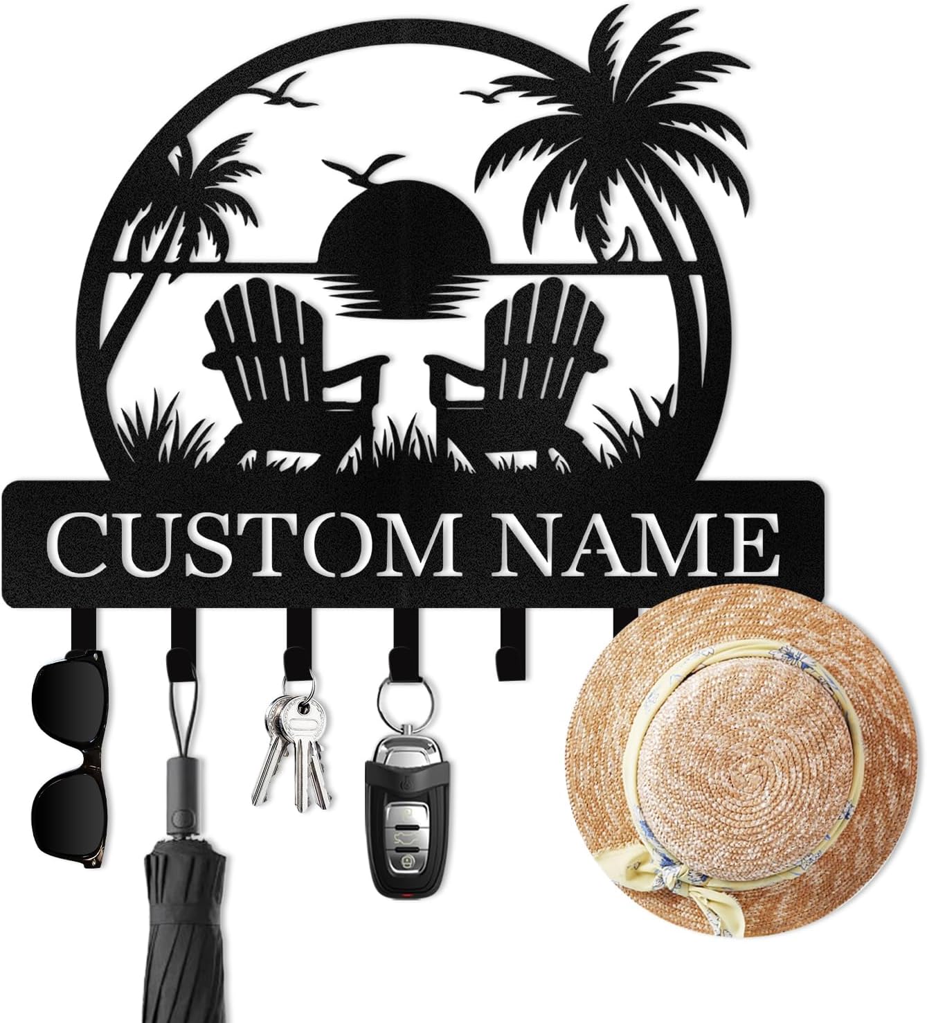 Amazon.com: Ironglyh Personalised Beach Theme Key Holder for Wall ...