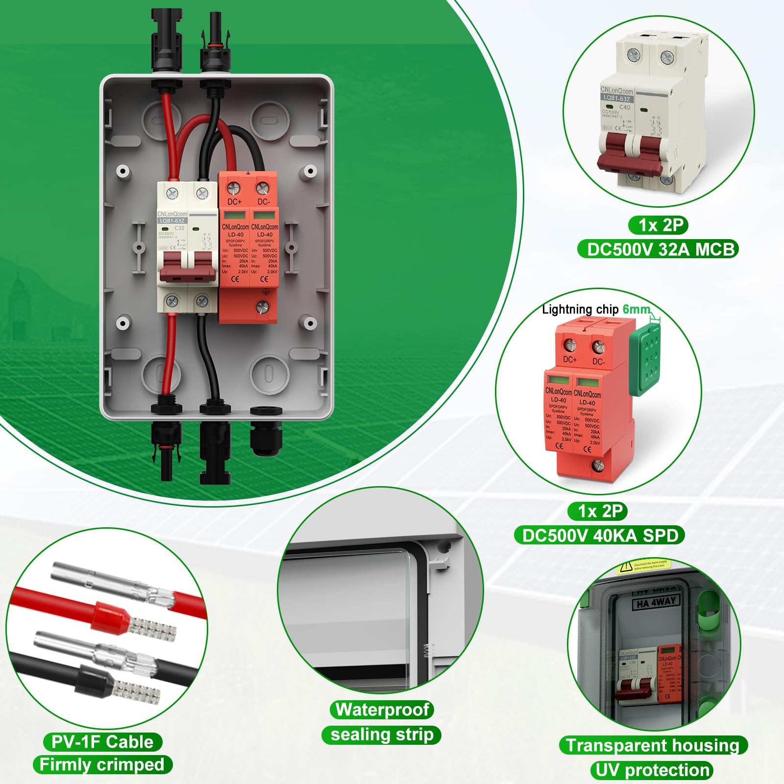 Solar Panel Disconnect Switch DC Miniature Circuit Breaker, 2 Pole ...