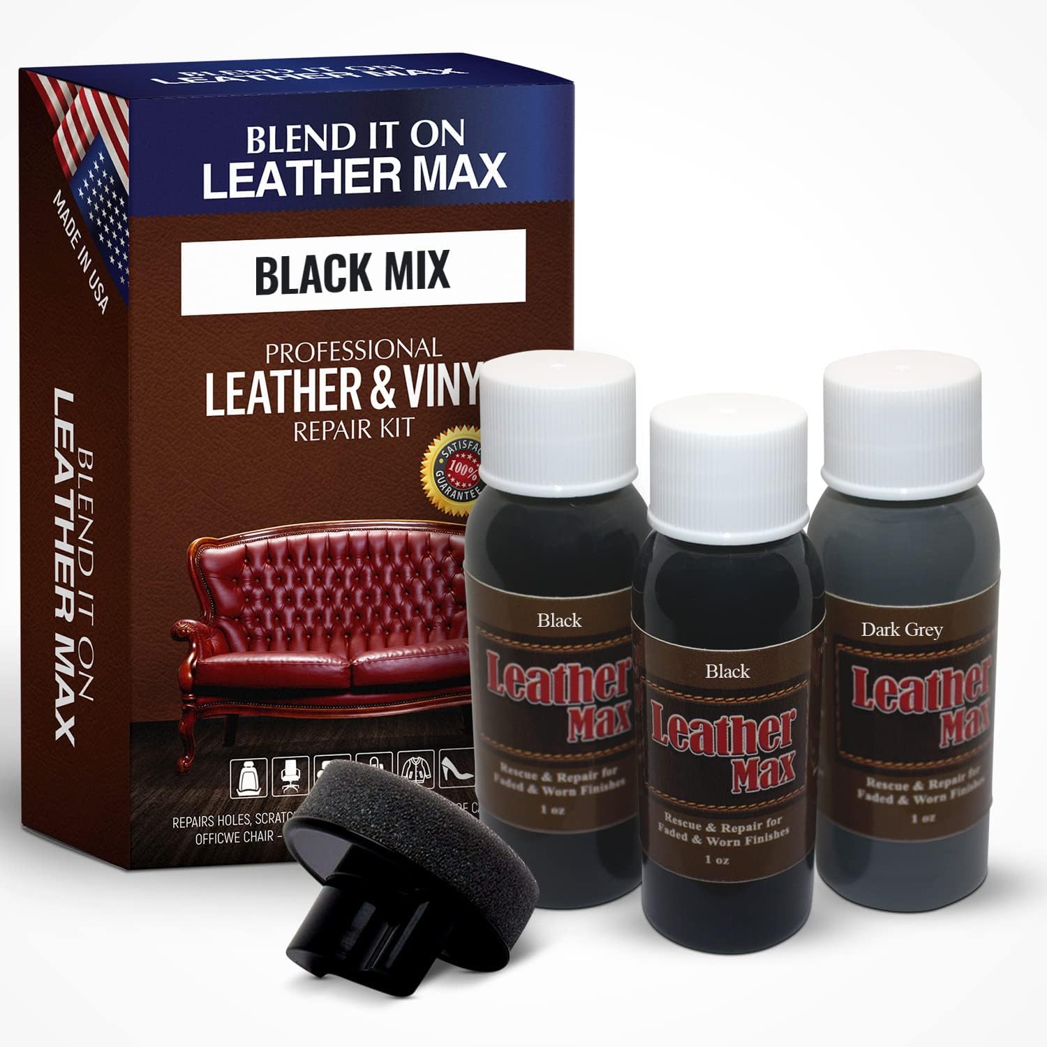 Amazon.com: Leater Max Black Leather Repair Kit for Couches - Vinyl ...