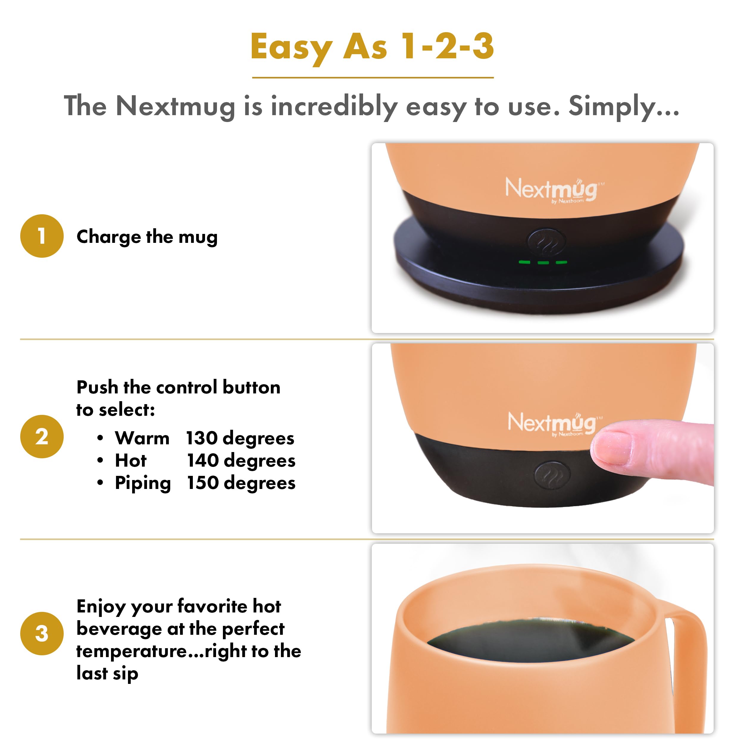 Snapklik.com : Nextmug - Temperature-Controlled, Self-Heating Coffee Mug