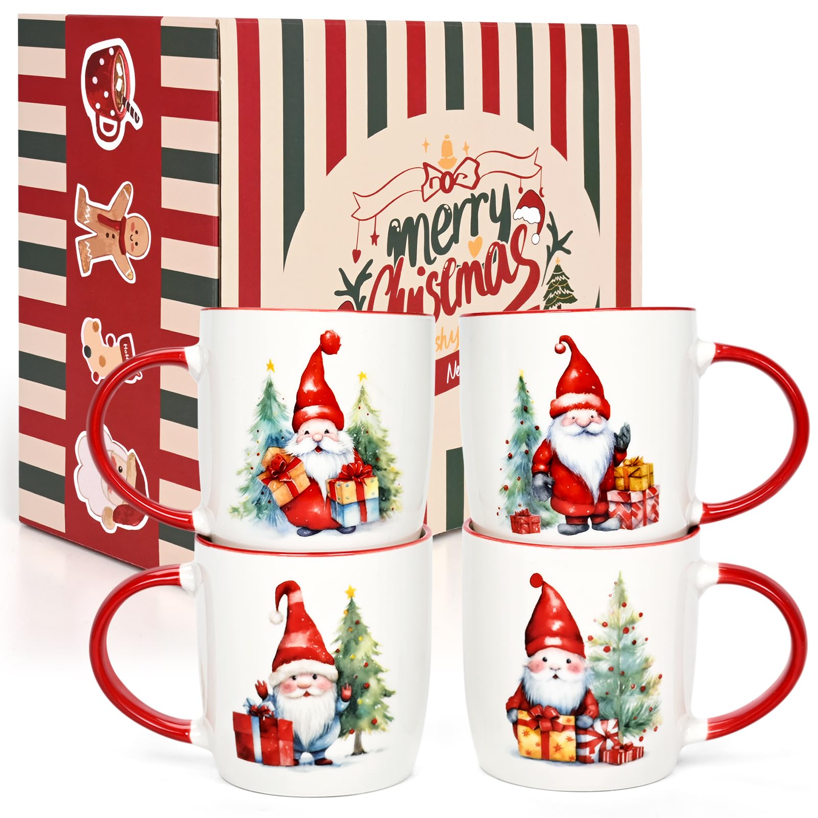 Amazon.com: Maustic Christmas Mugs Set of 4, Elf Christmas Coffee Mugs ...