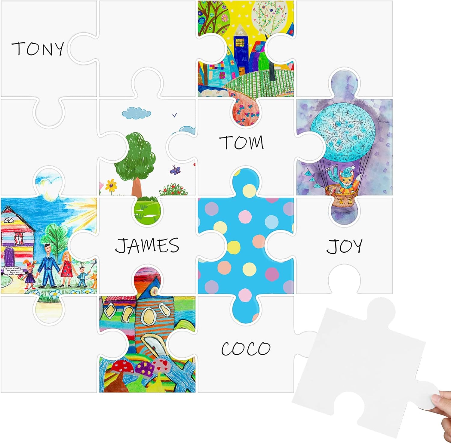 Amazon.com: Junkin 100 Pcs Large Blank Puzzle Pieces Cutouts DIY Make ...