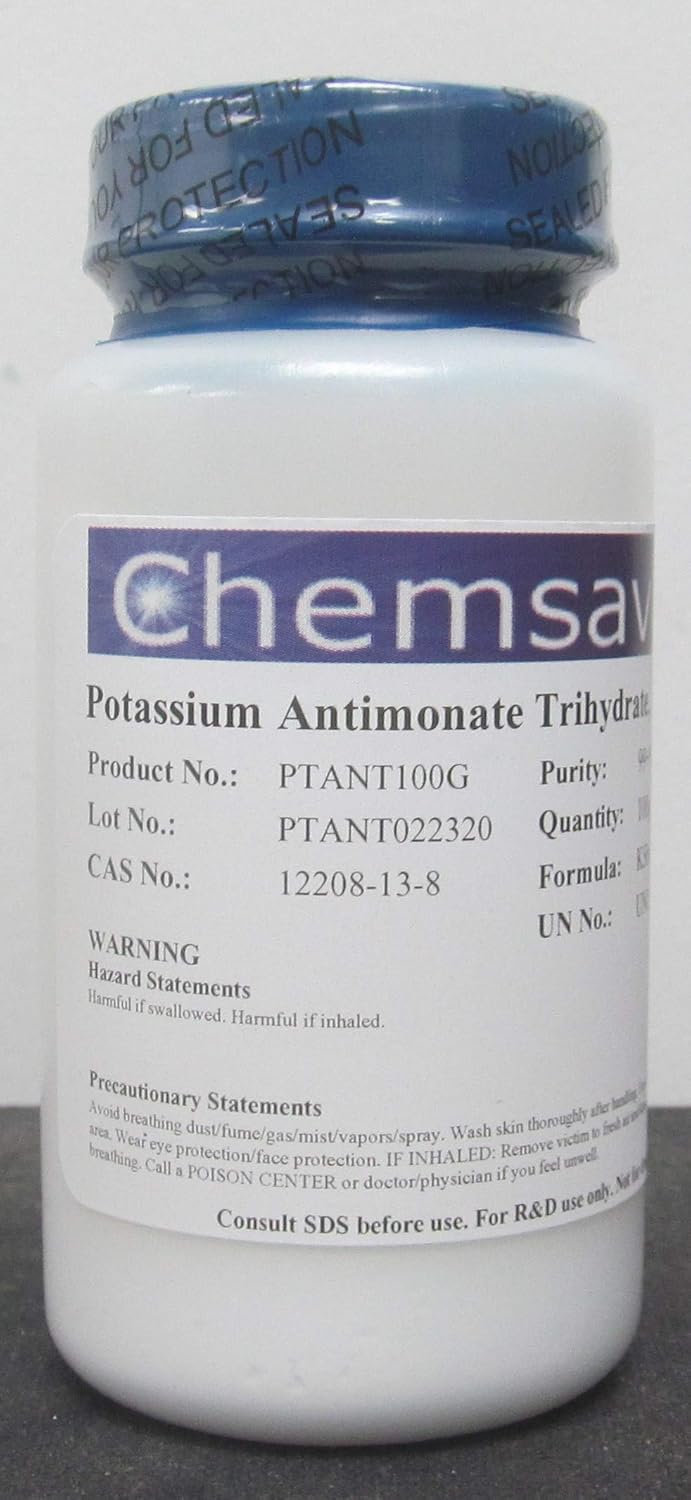 Amazon.com: Potassium Antimonate Trihydrate, AR Grade, 99+%, 100g ...