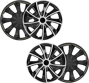 Amazon.com: ROADFAR Black & Silver OEM Steel Wheel Hubcaps Rim 16 ...