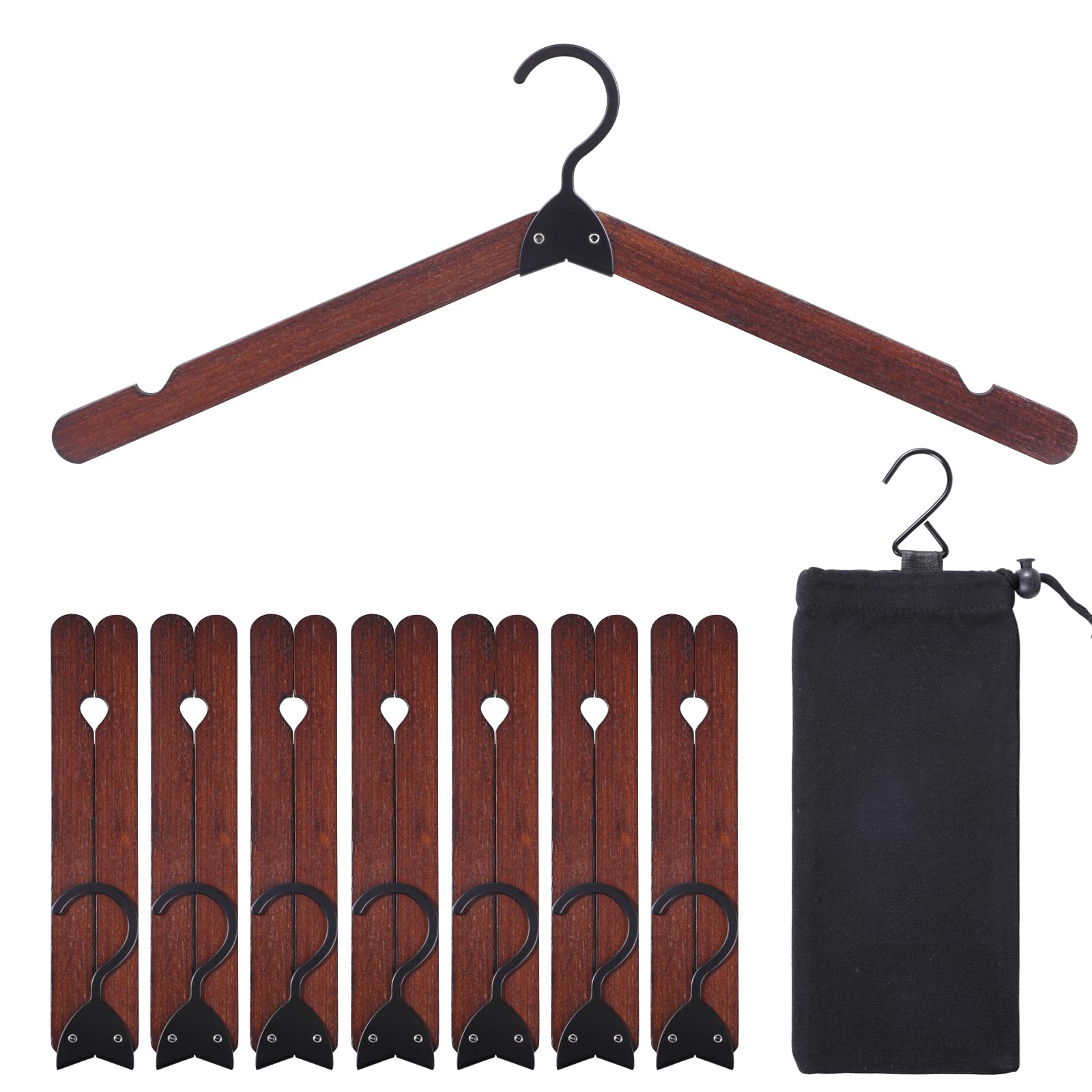 Amazon.com: ELONG HOME Travel Essential Foldable Hangers, Wooden Travel ...