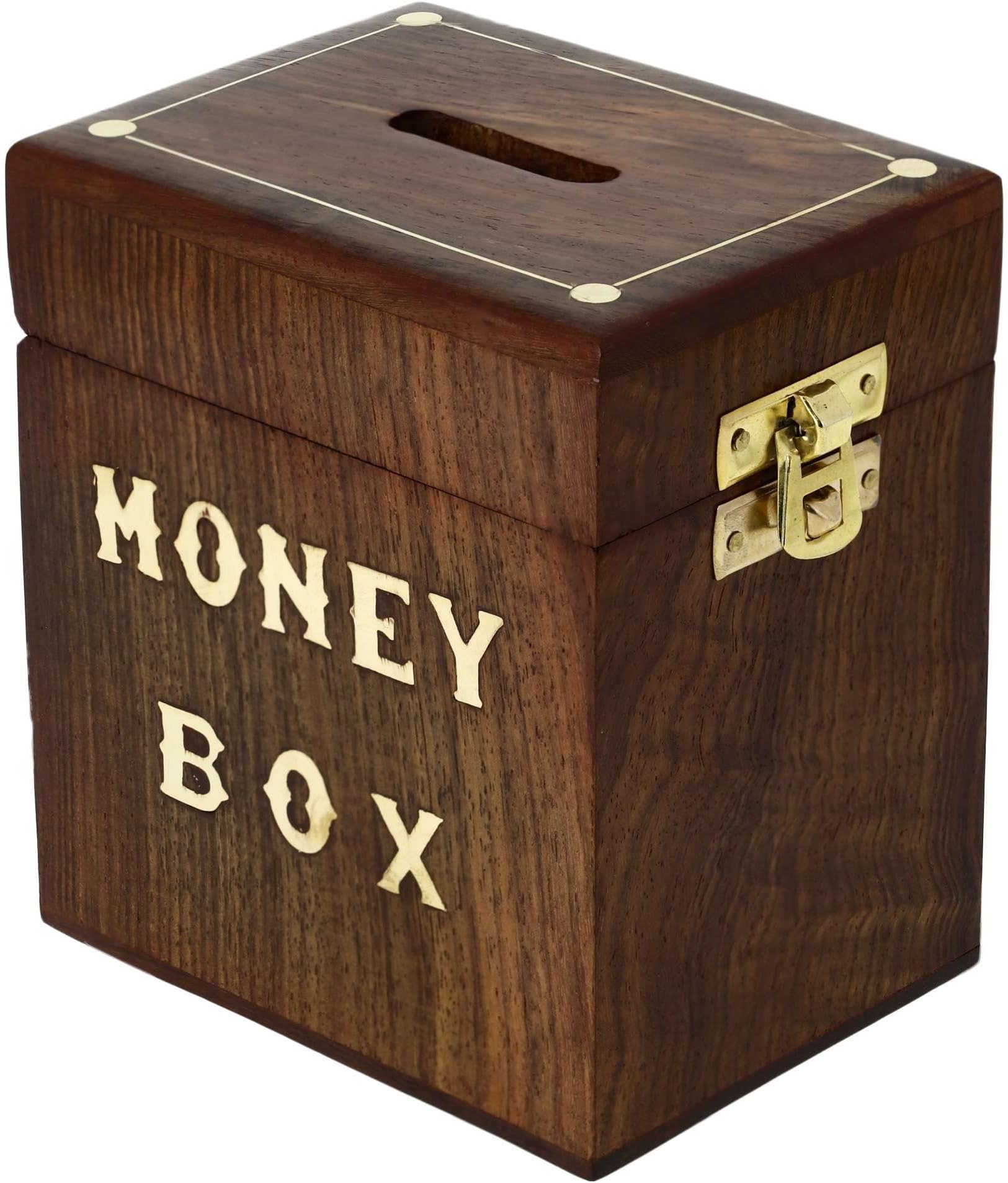 Amazon.com : Wooden Savings Bank Box with Lock and Key Polish Handmade ...