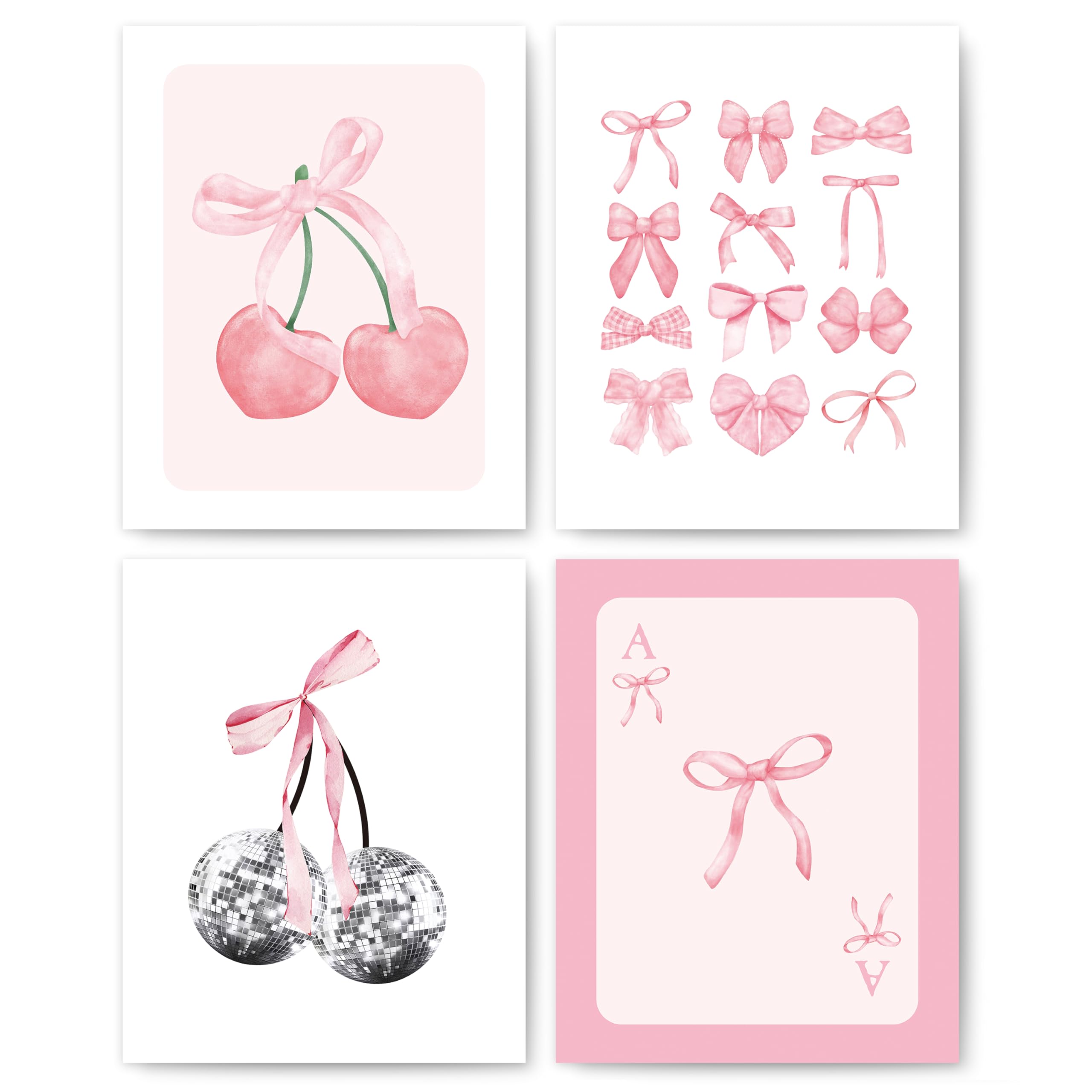 Amazon.com: okaxscm Pink Coquette Bow Trendy Preppy Wall Art Prints Set ...