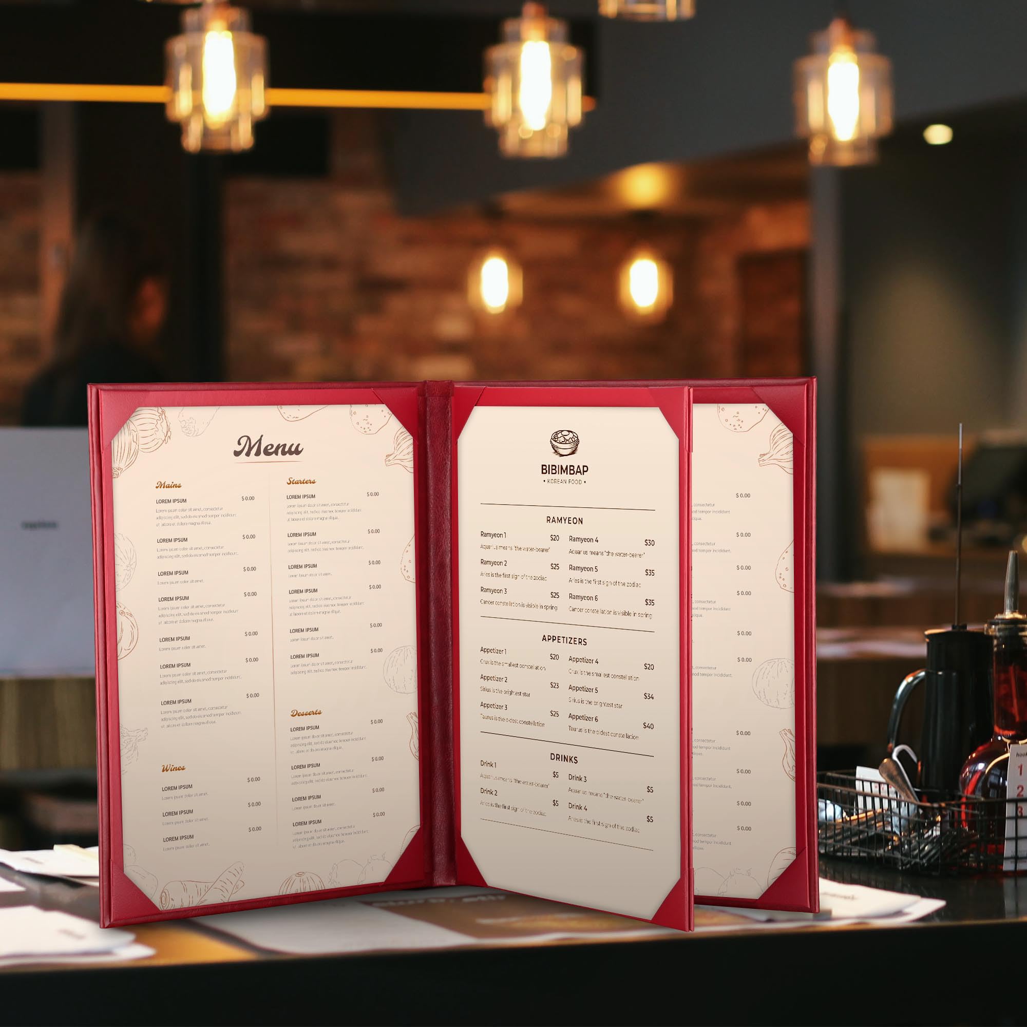 Snapklik.com : WeChef 10 Packs Menu Covers 8.5"x11" 4 Views Leather ...