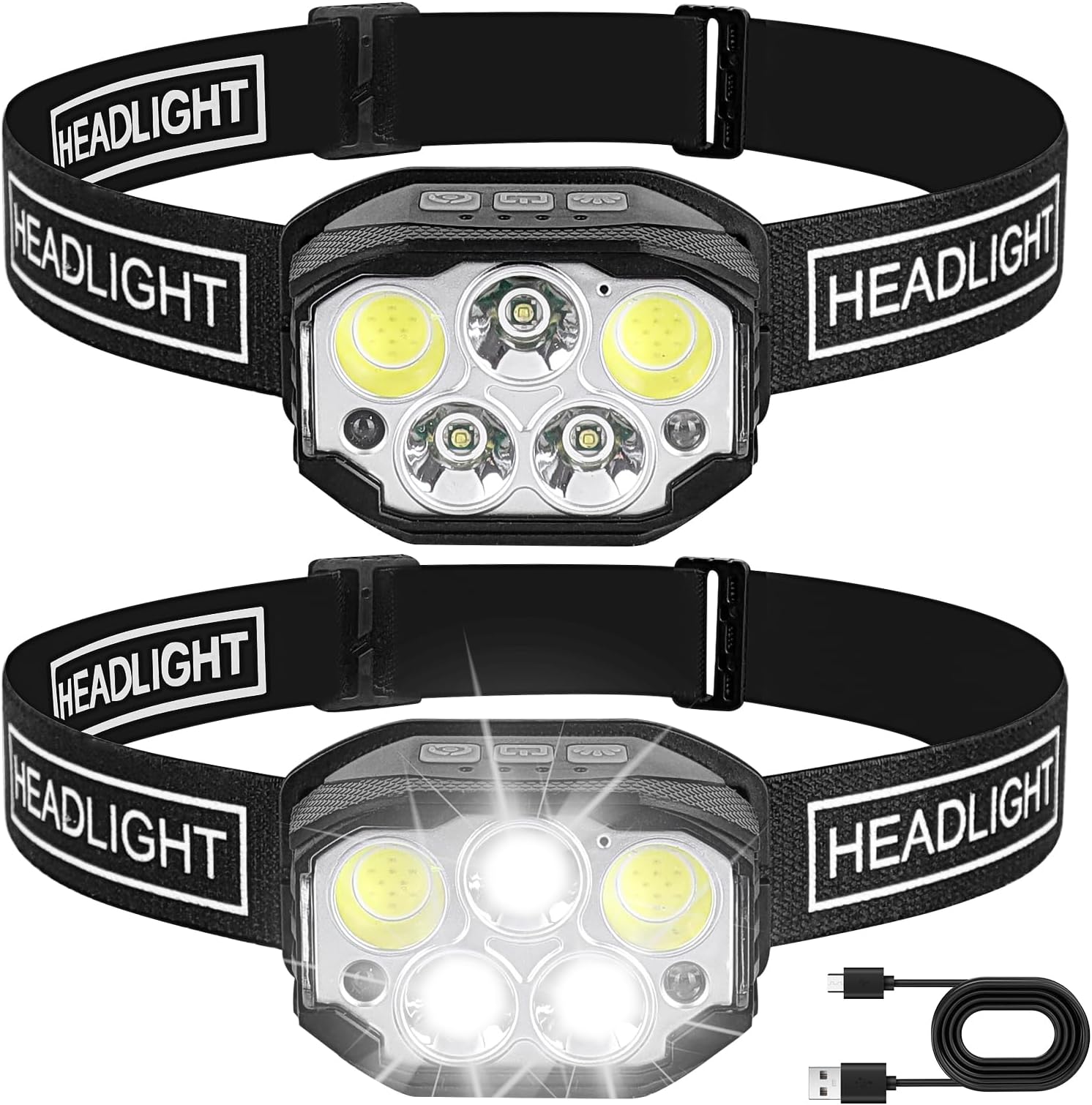 Amazon.com: Zekory Headlamp Rechargeable, Head Lamp with Motion Sensor ...