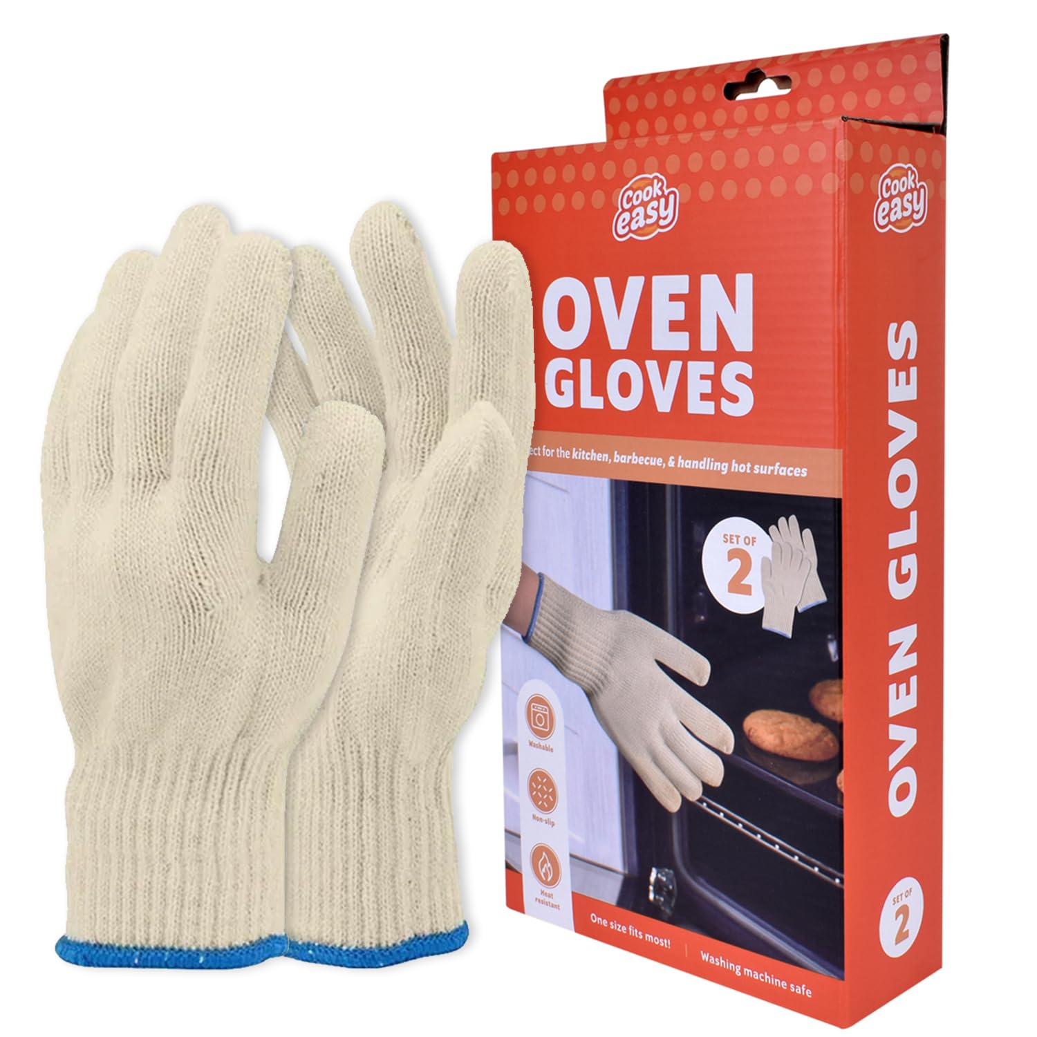 Cook Easy Oven Gloves with Fingers, Heat Resistant Gloves for Cooking ...