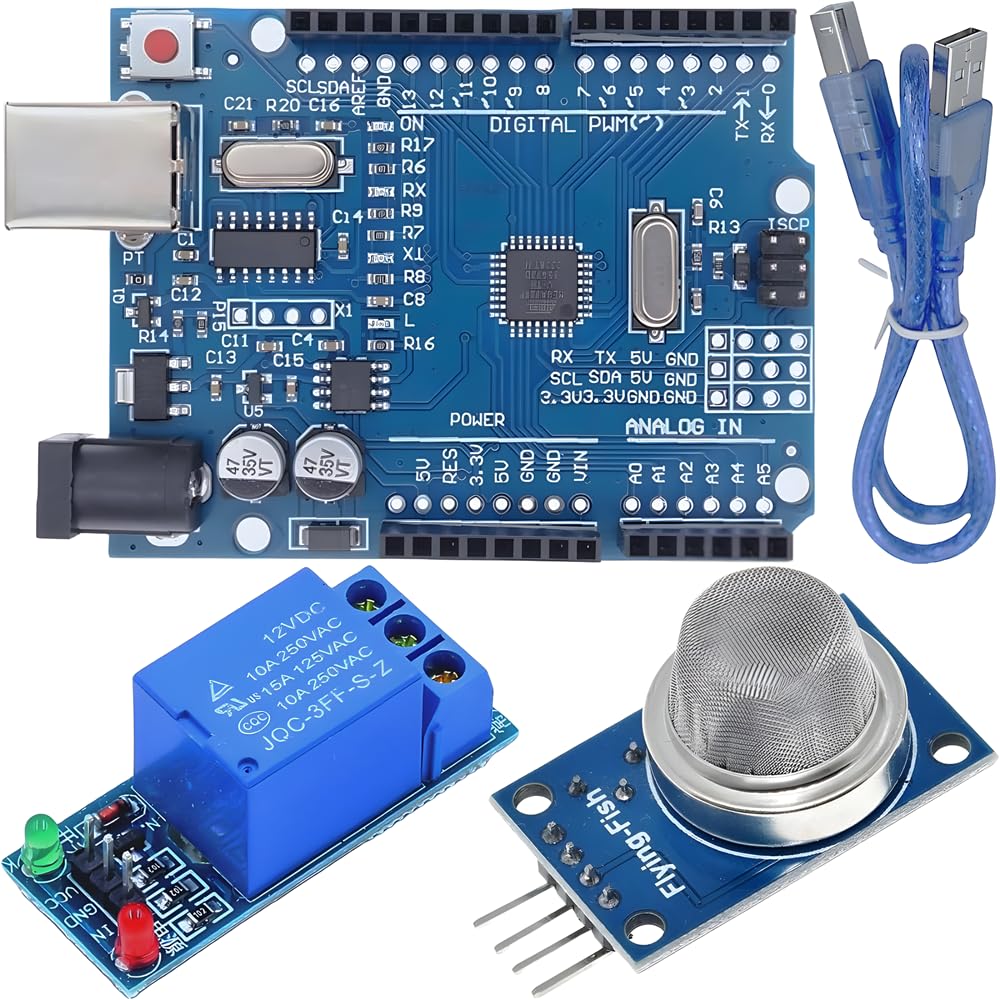 R&D Uno R3 SMD Atmega328P Board with Cable +1 Channel 5V Relay Module ...