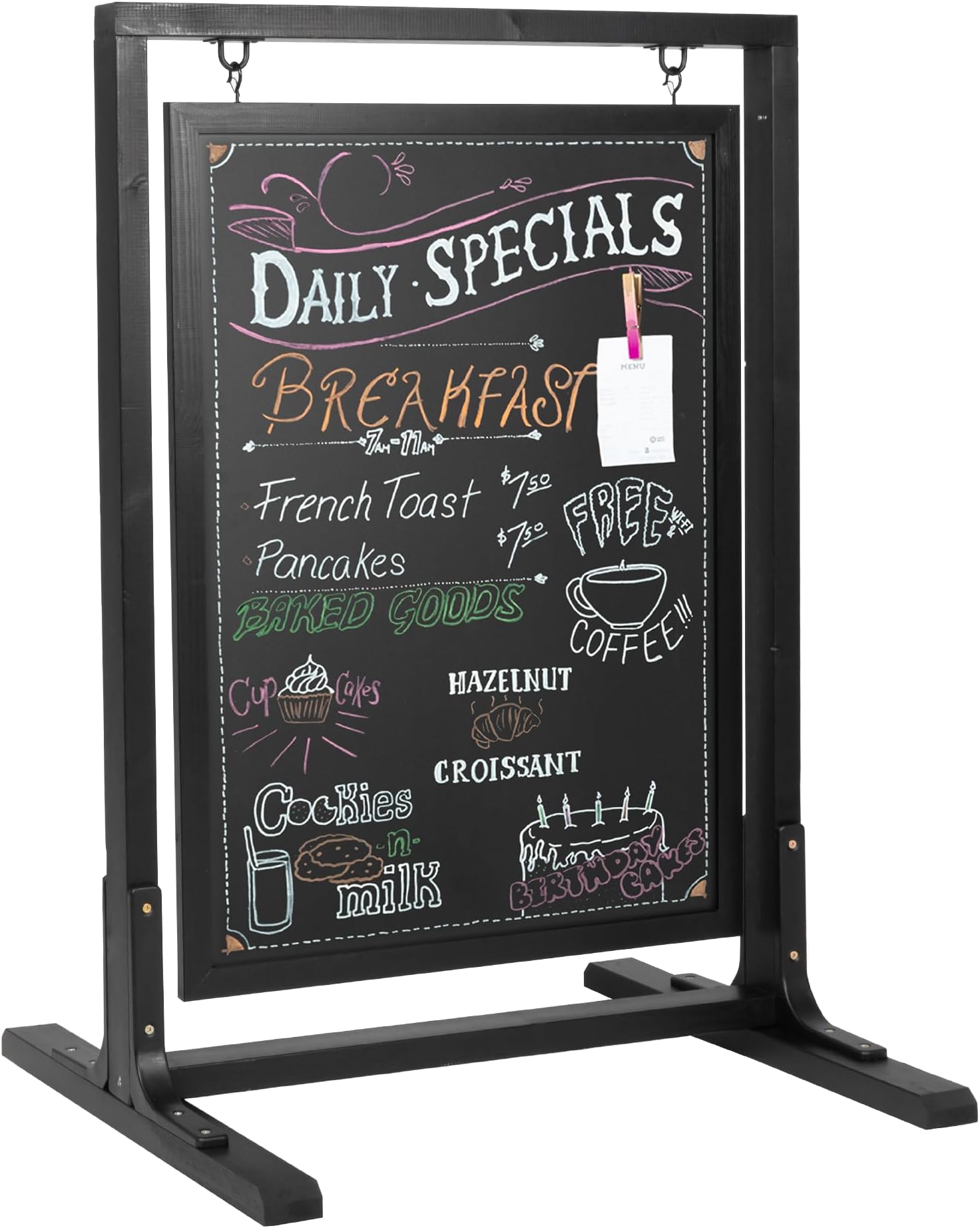Amazon.com : Ilyapa Double Sided Swinging Chalkboard Sidewalk Sign 30 x ...