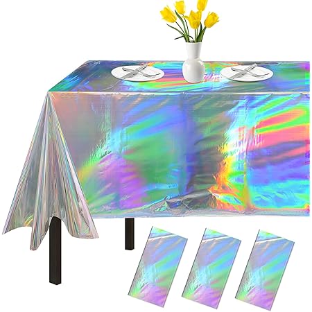 Amazon.com: 3 Pack Iridescent Tablecloth, 54" x 108" Birthday Party ...