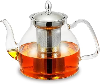 Amazon.com | Glass Teapot, 40oz/1200mL Glass Kettle with Removable ...