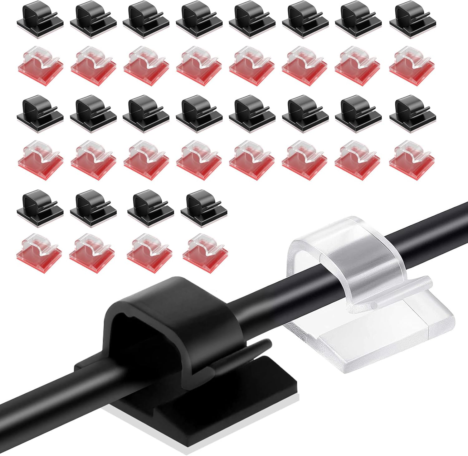 Cable Clips, 60pcs Cable Clips Self Adhesive Management Cord Organiser ...