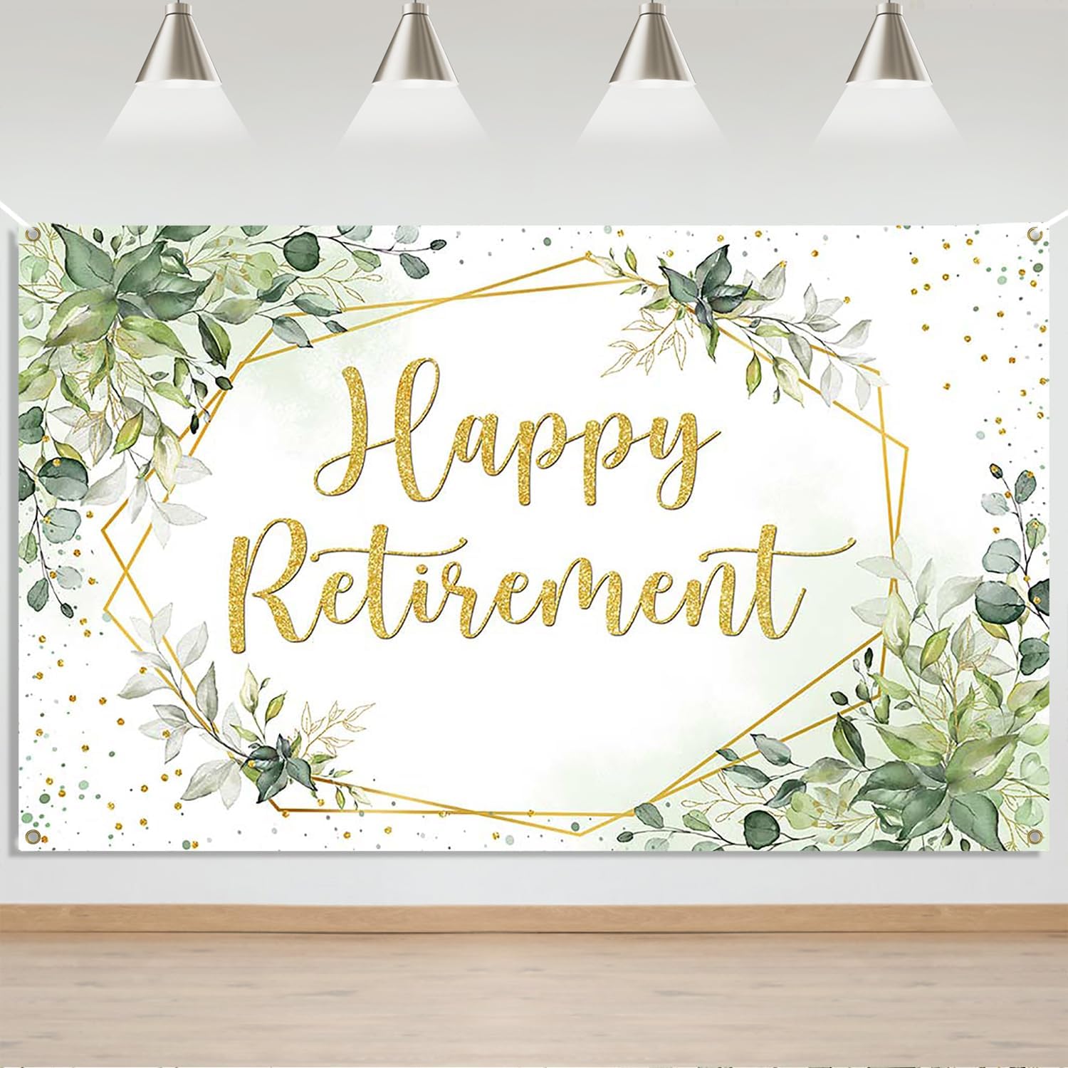 Amazon.com : Mocsicka Happy Retirement Backdrop - Eucalyptus Leaves ...