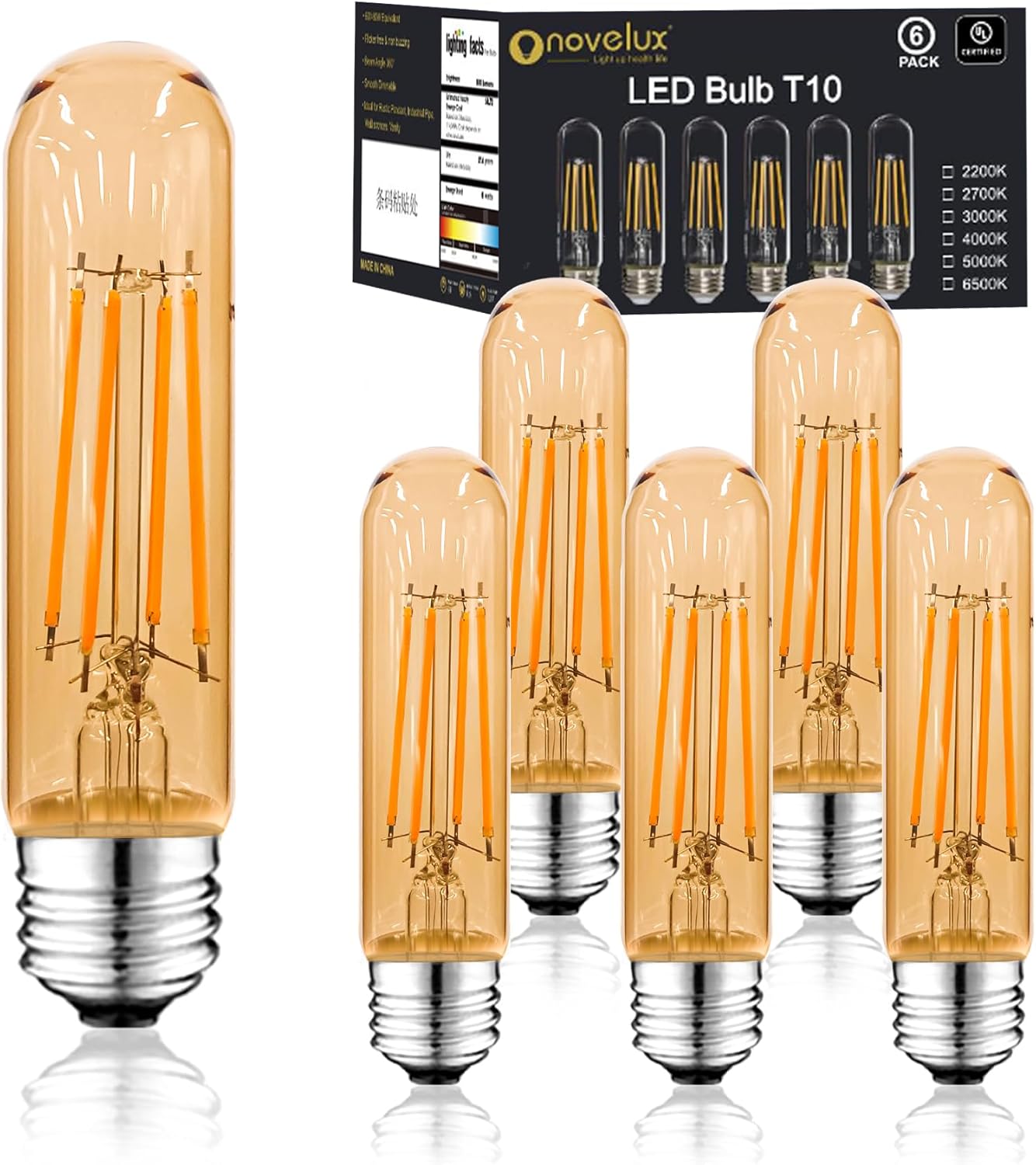 5 Inch 2200K Edison Bulbs Amber Dimmable,Vintage Style Decorative ...