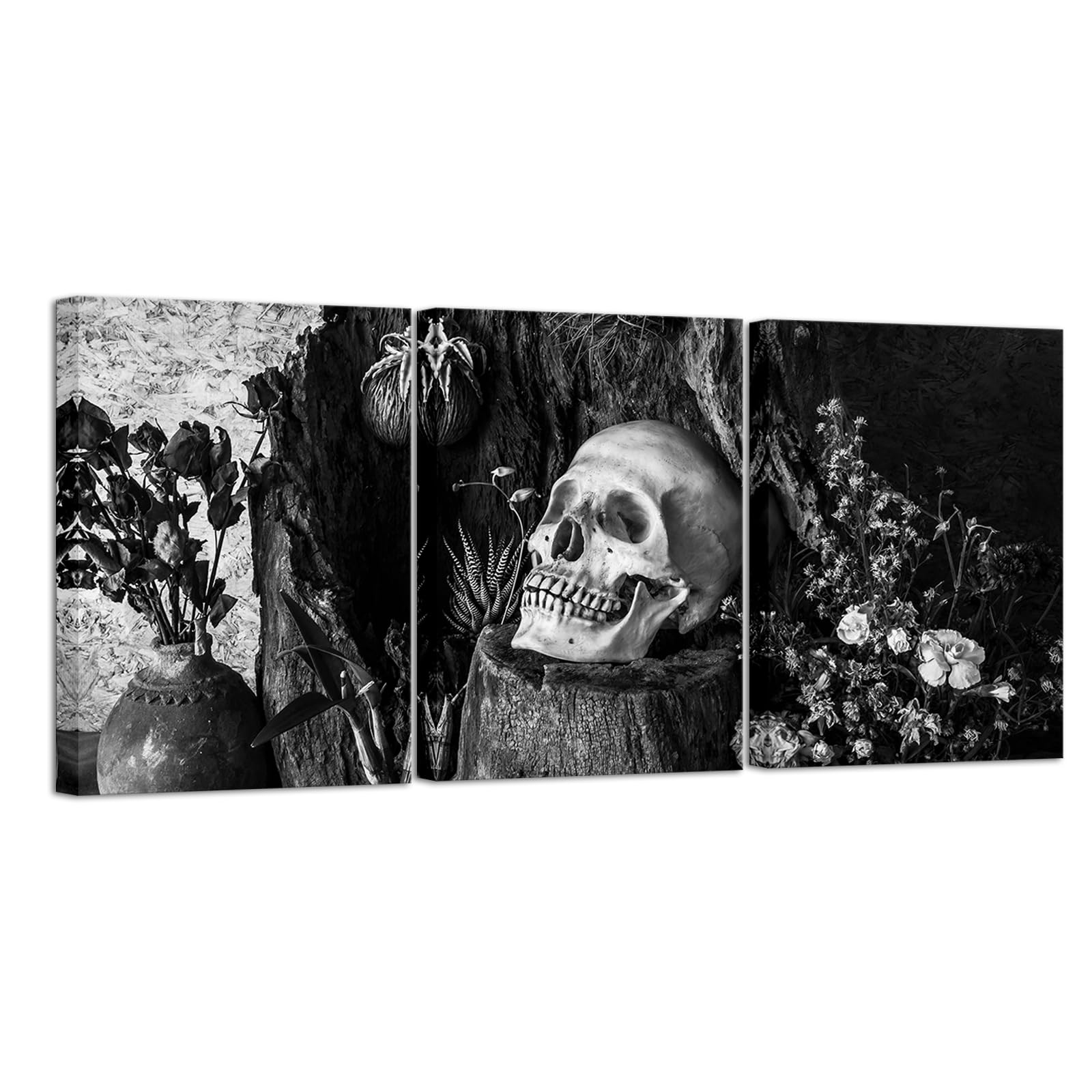 Amazon.com: NutArtPic Skull Painting Day of the Dead Wall Art Black ...