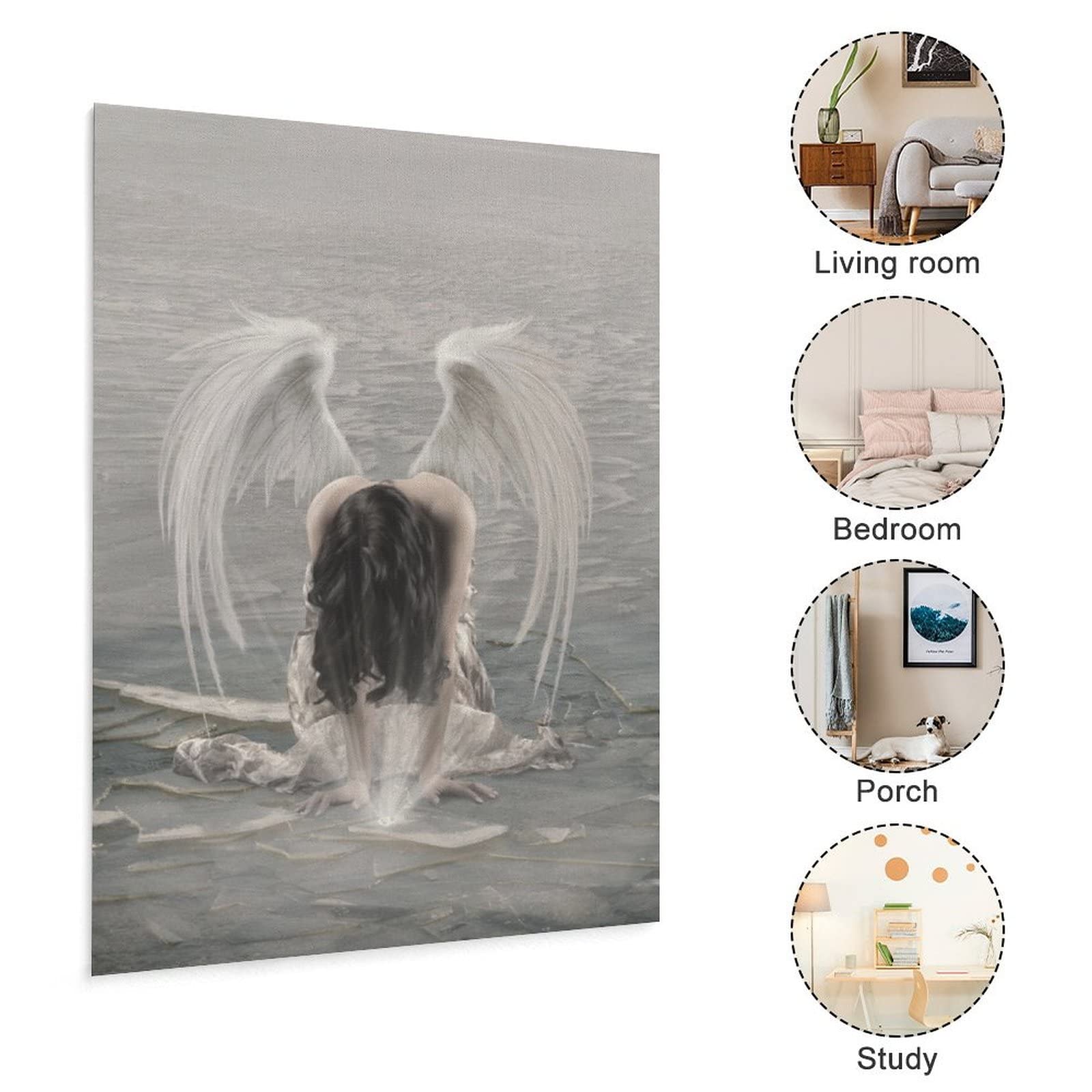 Sad Angel Line Drawings Amazon.com: JevLoN Wall Art Sad Black Angel