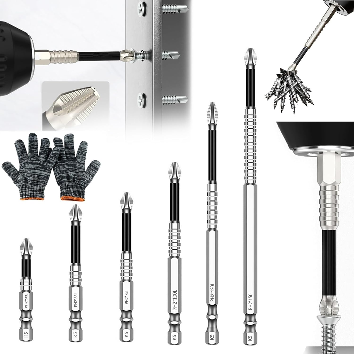 6PCS High-Magnetic Screwdriver Drill Bit Set,Magnetic Drill Bits ...