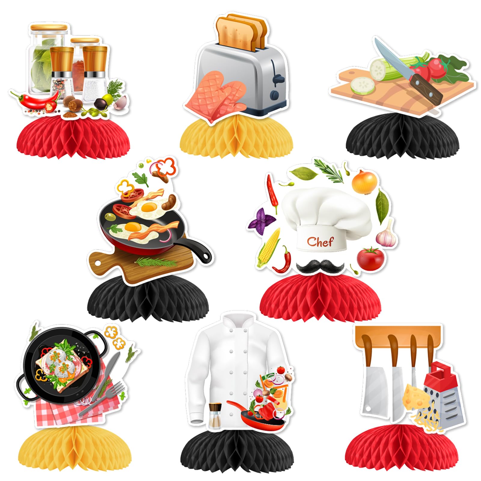 Amazon.com: SHADOAMP Chef Themed Party Decorations, 8pcs Chef Honeycomb ...