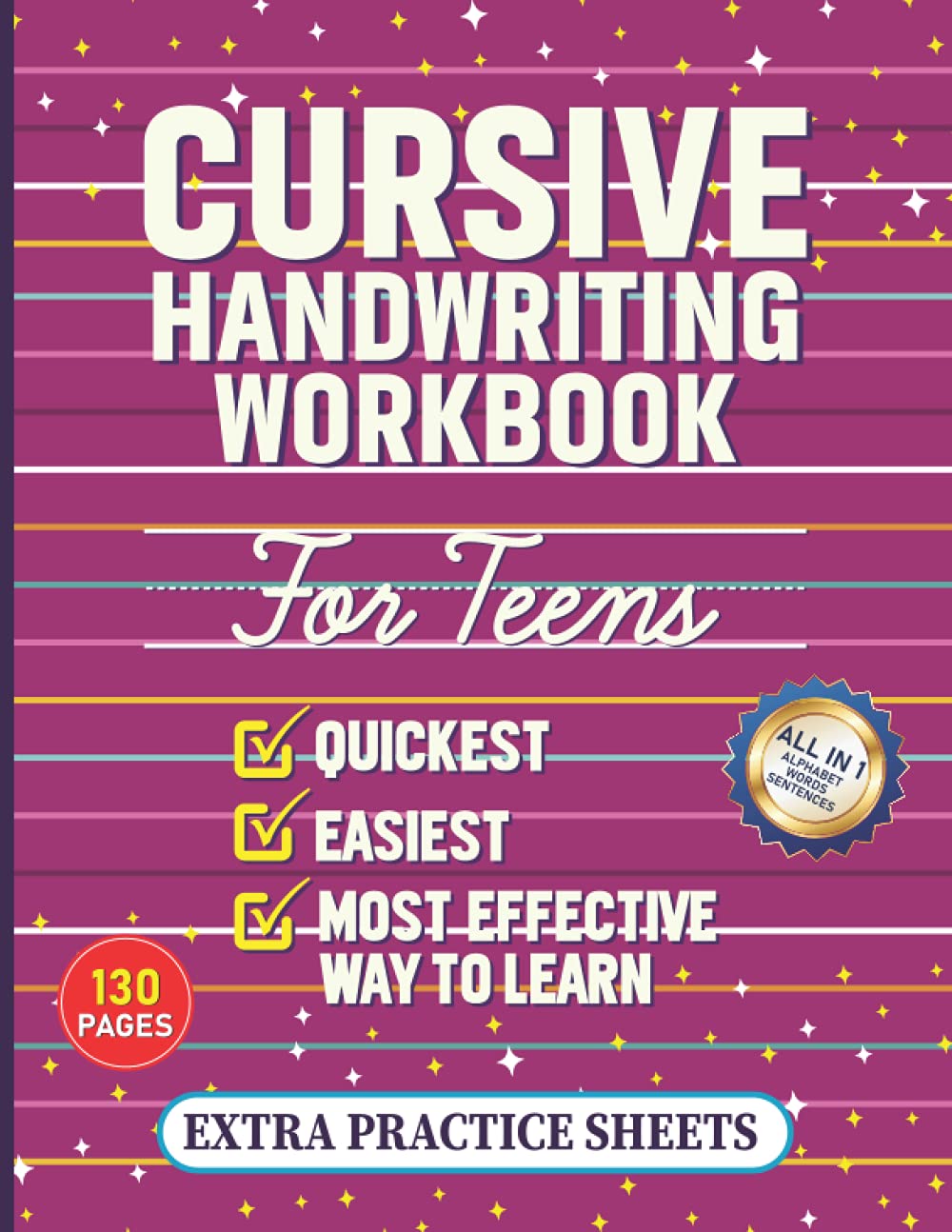 Buy Cursive Handwriting Workbook For Teens: ABC Writing Practice Book ...