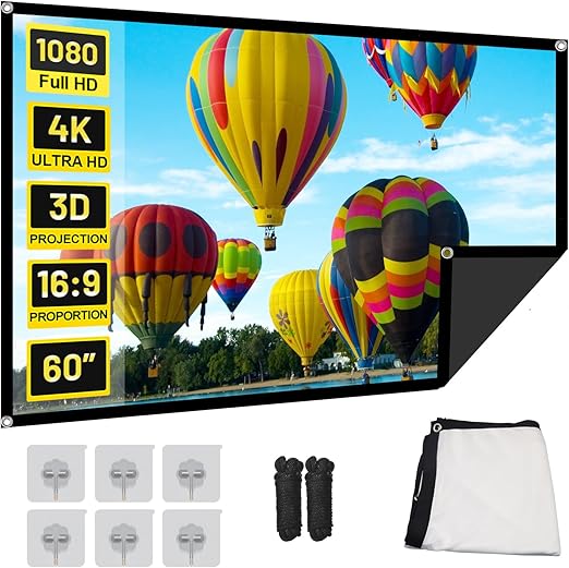Amazon.com: OKEDUO Foldable Black Projector Screen, Projector Screen ...