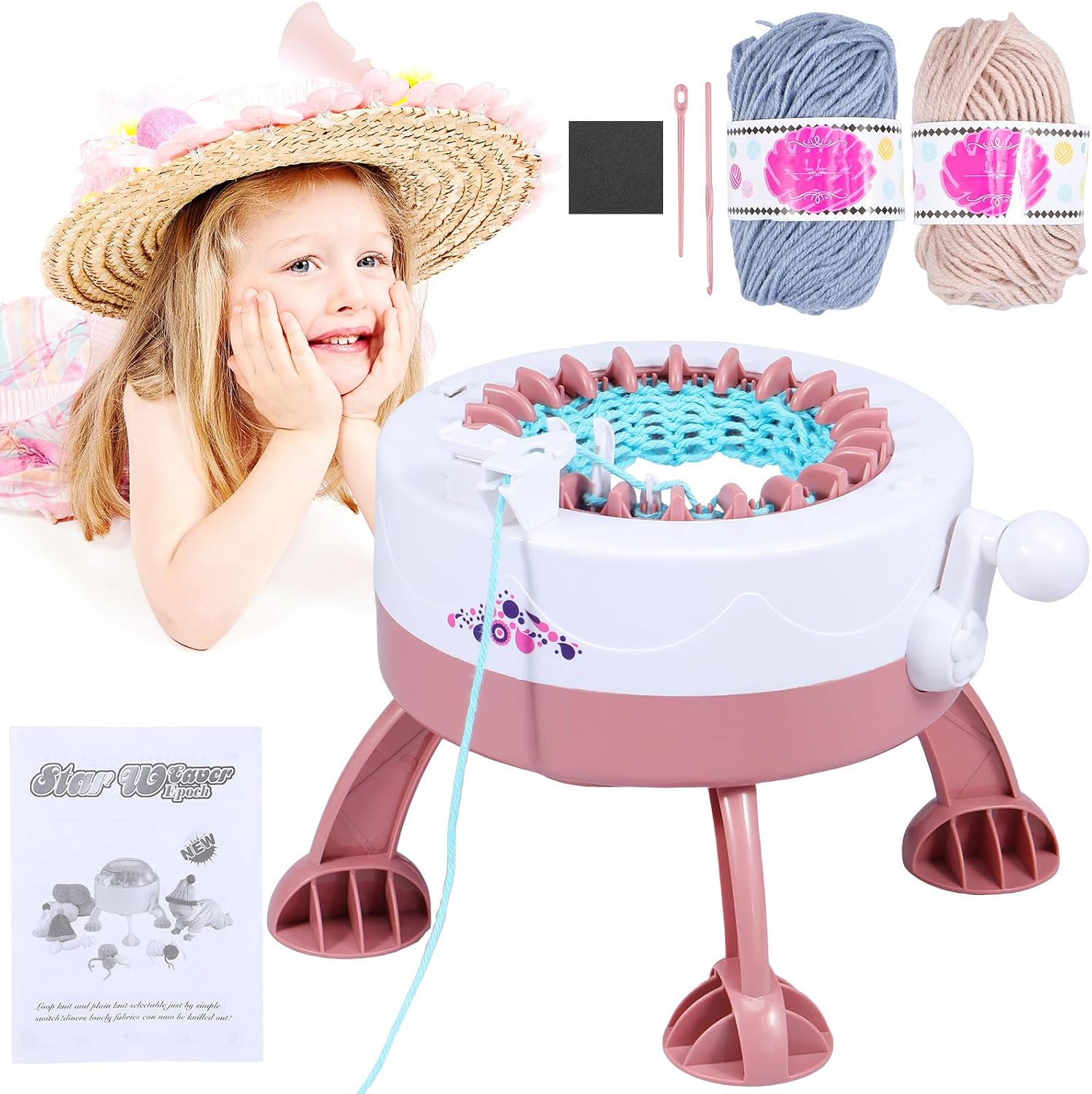 Smart Knitting Machine - 22 Needles Double Knitting Kit with Hand Crank ...