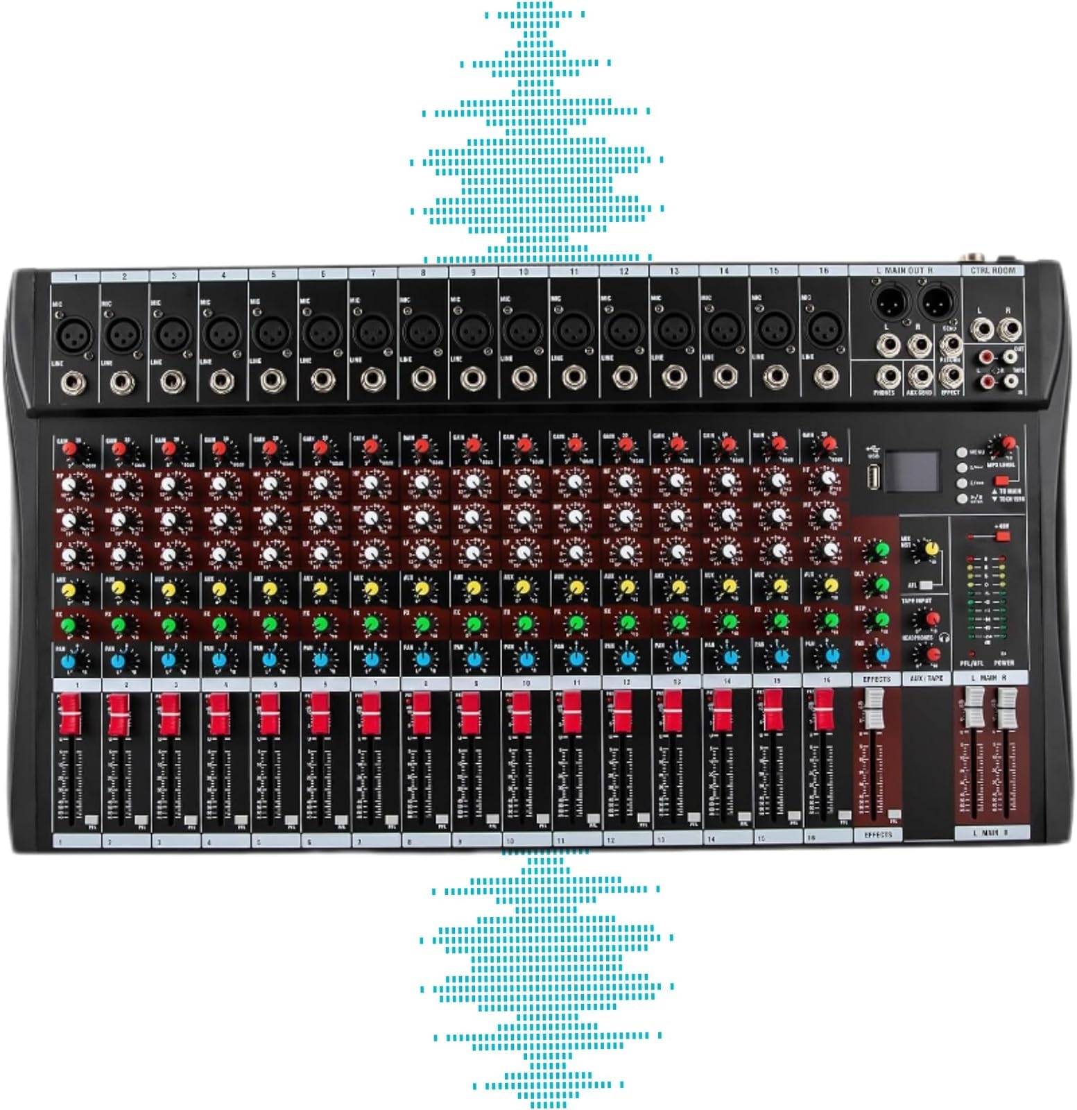 Amazon.com: 16 Channel DJ Audio Mixer with Bluetooth USB, Studio Audio ...