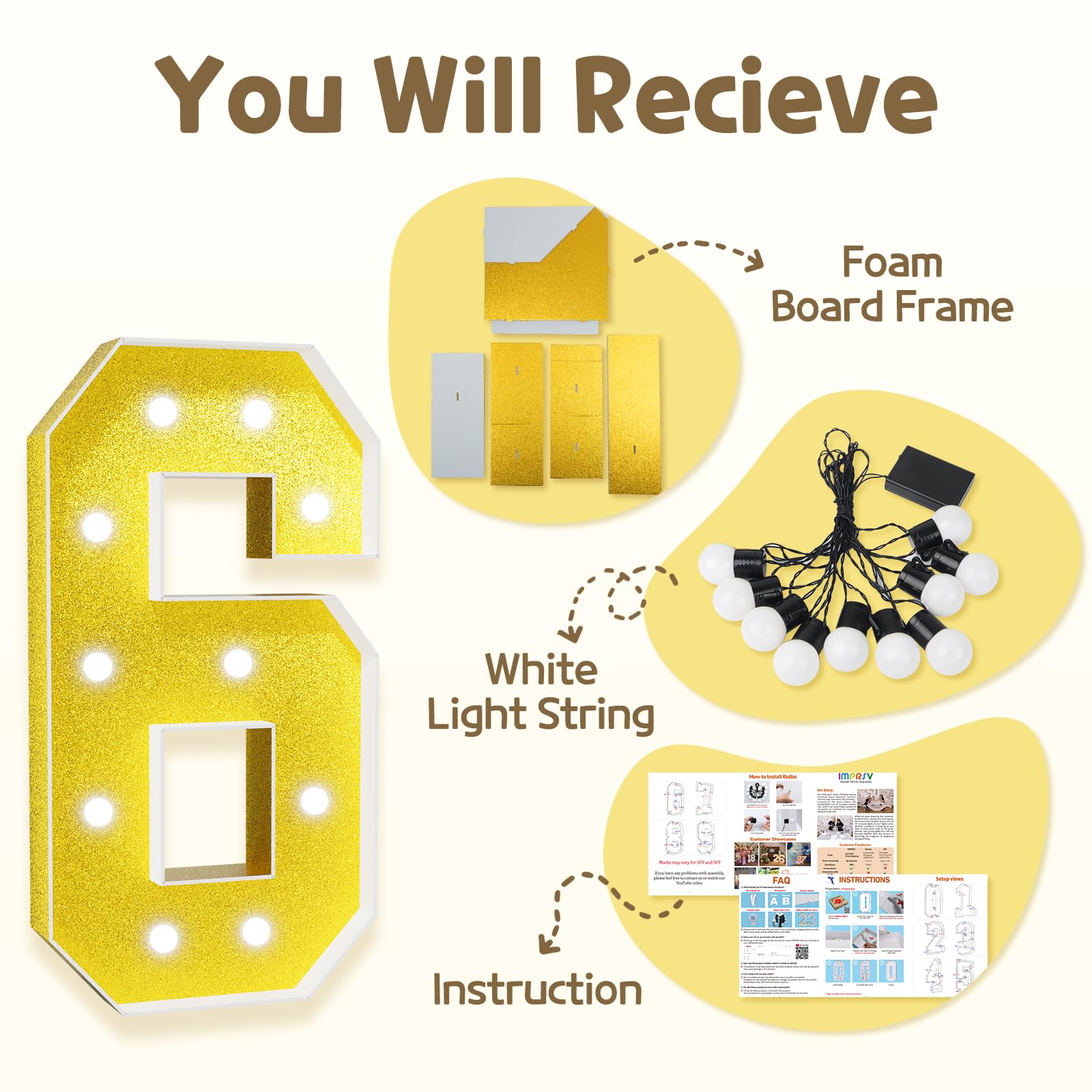 Snapklik.com : Marquee Numbers Gold Party Decoration: 4FT Large Light ...
