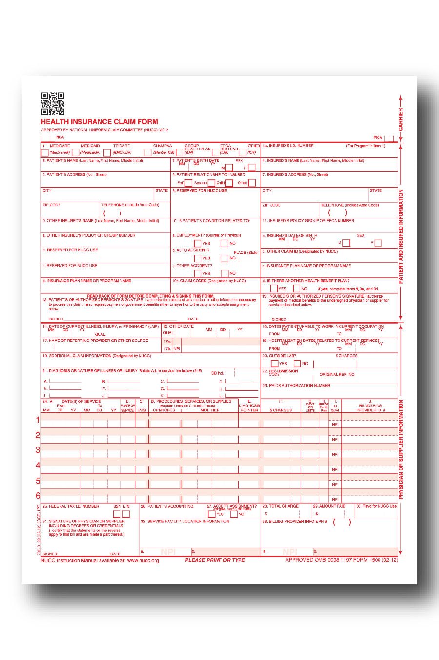 Buy CMS 1500 Cl Forms - 500 sheets - New Version HCFA 1500 02/2012 ...