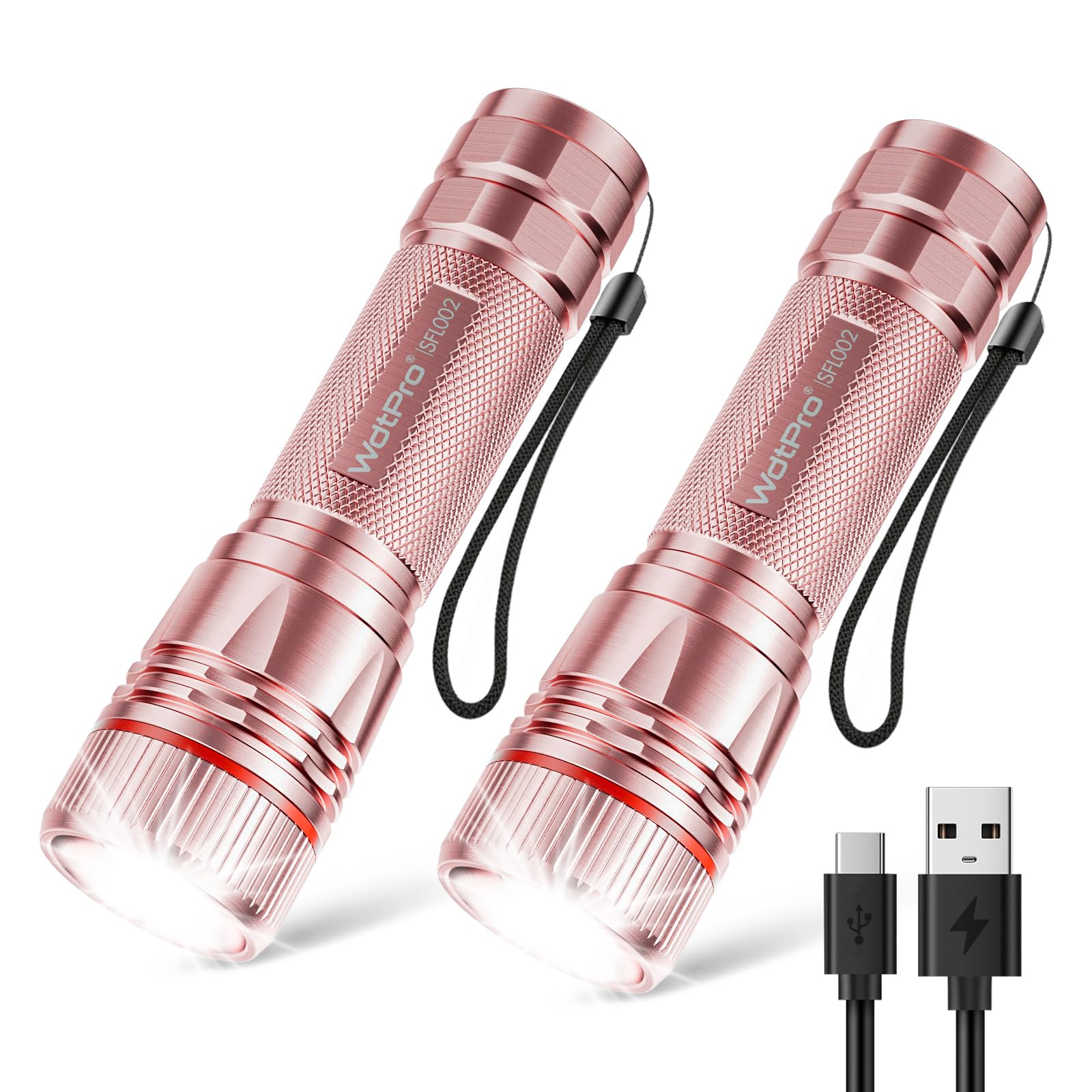 WdtPro Rechargeable Flashlights High Lumens, 2 Pack Super Bright LED ...