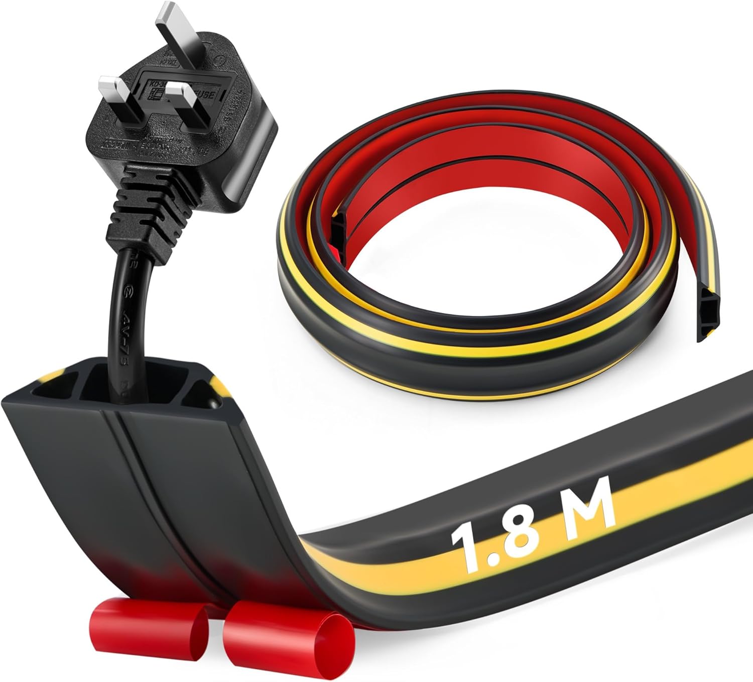 CREWORKS 1.8 m Floor Cord Cover, 3 Channel Cable Cover with Self ...