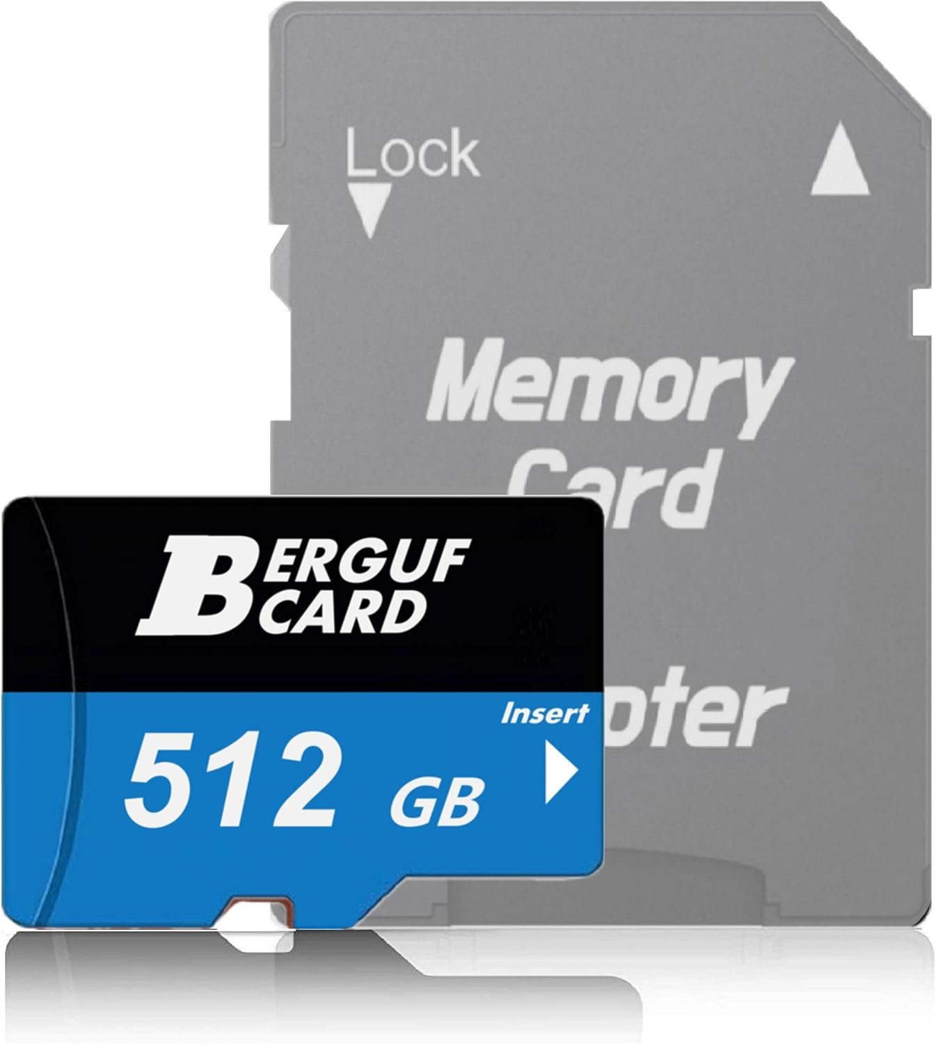 Black 512GB Class 10 Micro Memory Card with Flash Adapter, Compatible ...