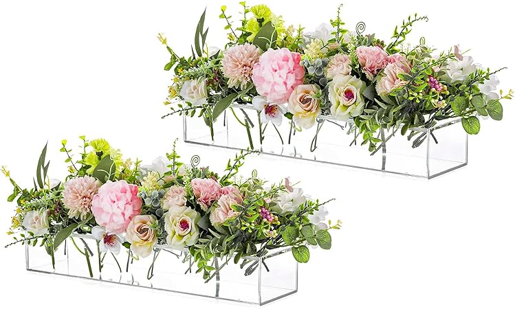 Amazon.com: Rectangular Acrylic Vases for Centerpieces, 16 Inches Long ...