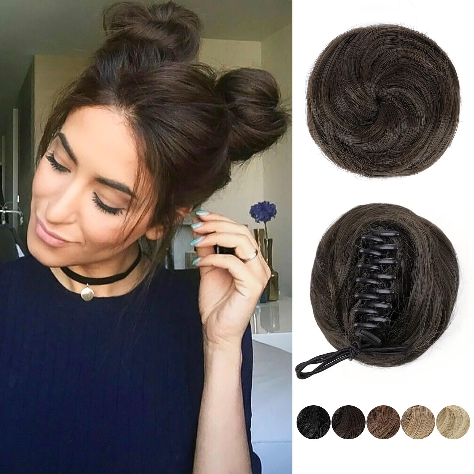 Amazon.com: BOGSEA 2PCS Space Buns Hair Pieces,Mini Claw Clip in Hair ...